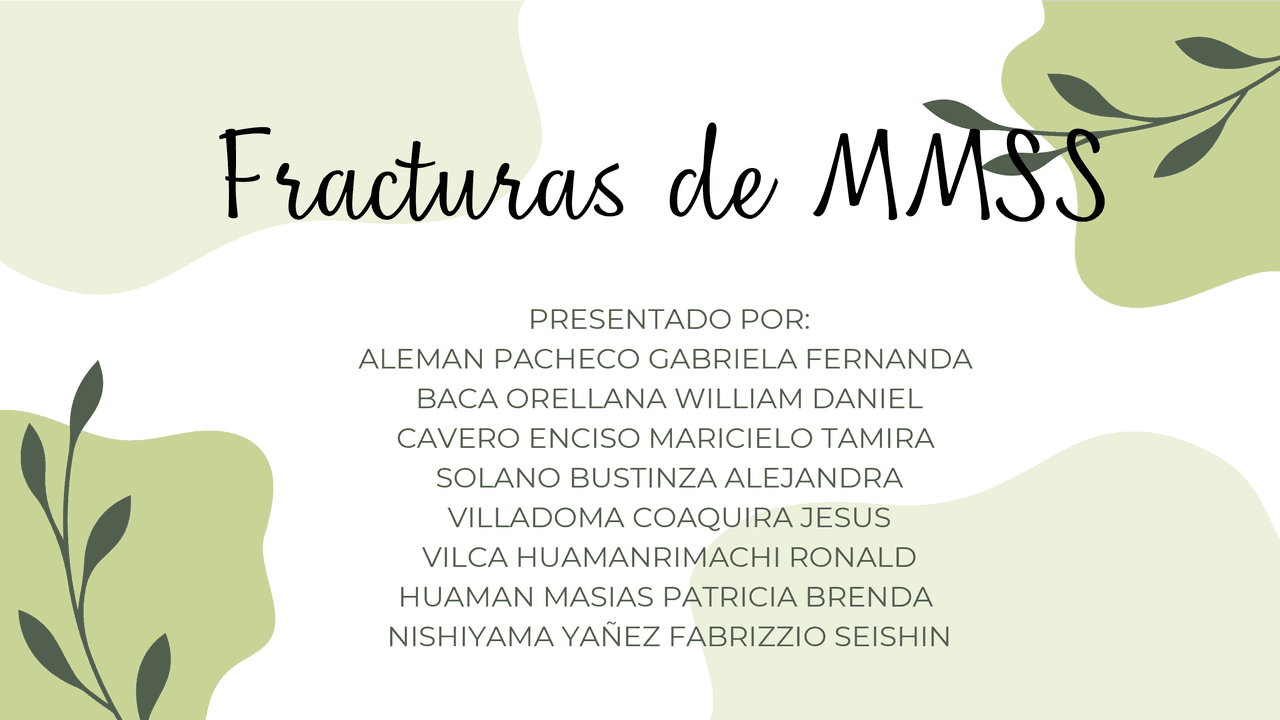 Fracturas del MMSS.. | Diapositivas de Anatomía | Docsity