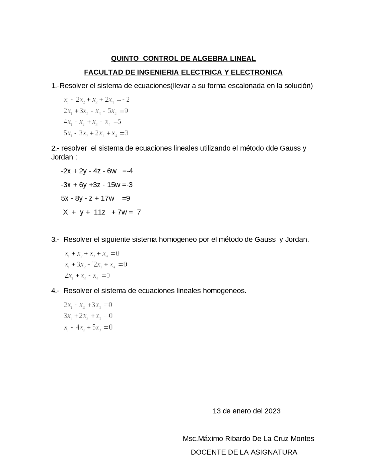 Quinta Practica Calificada Exámenes De Programación Lineal Docsity