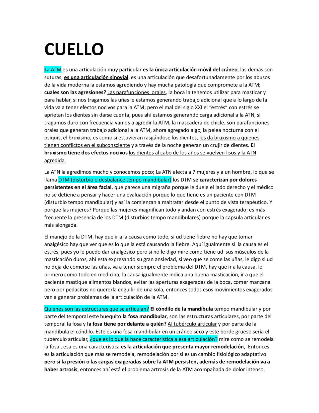 Anatomia De Cuello Y Atm Apuntes De Anatomía Docsity
