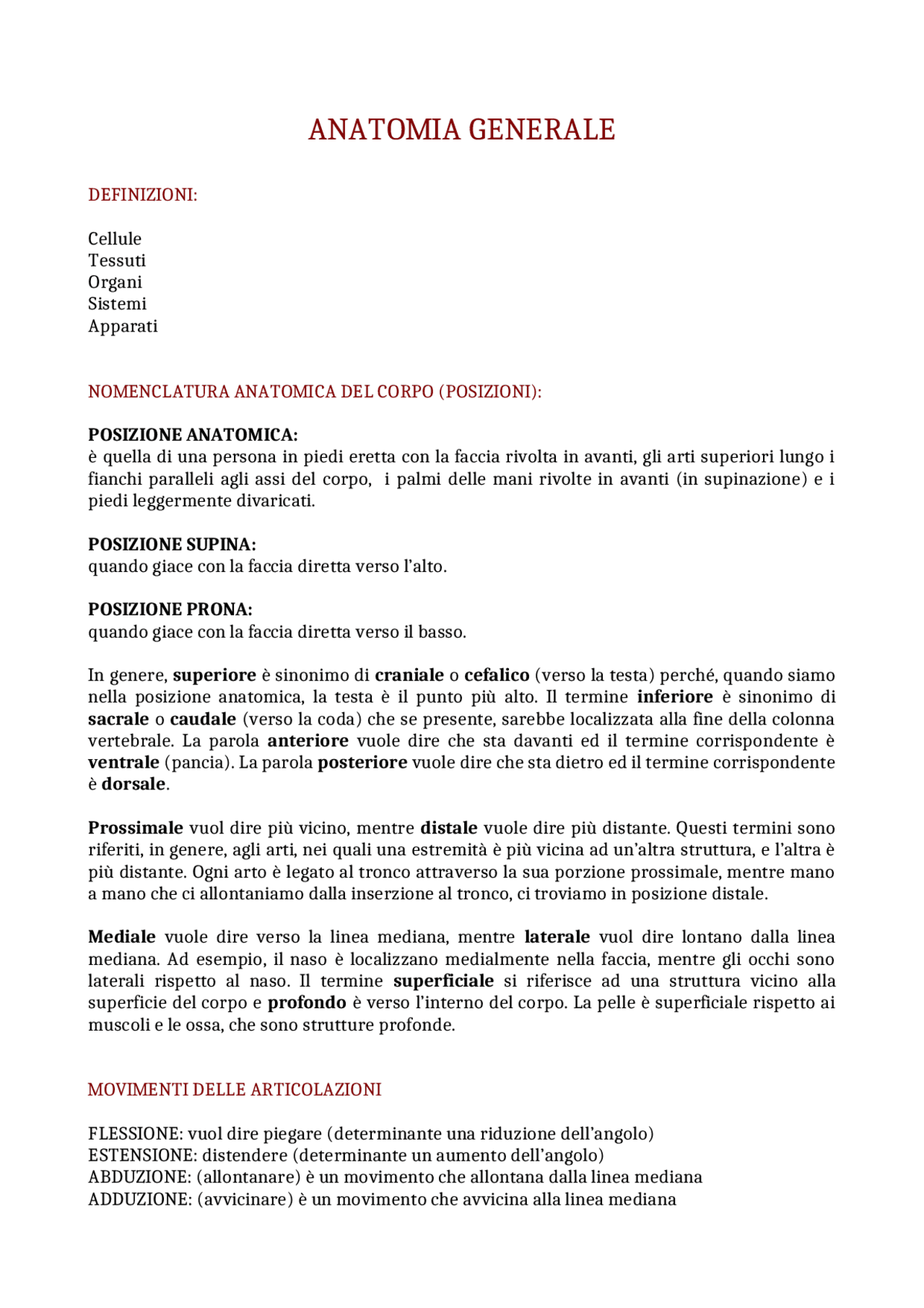 PIANI DI SEZIONE, COME DESCRIVERE LA STRUTTURA ANATOMICA | Sbobinature ...