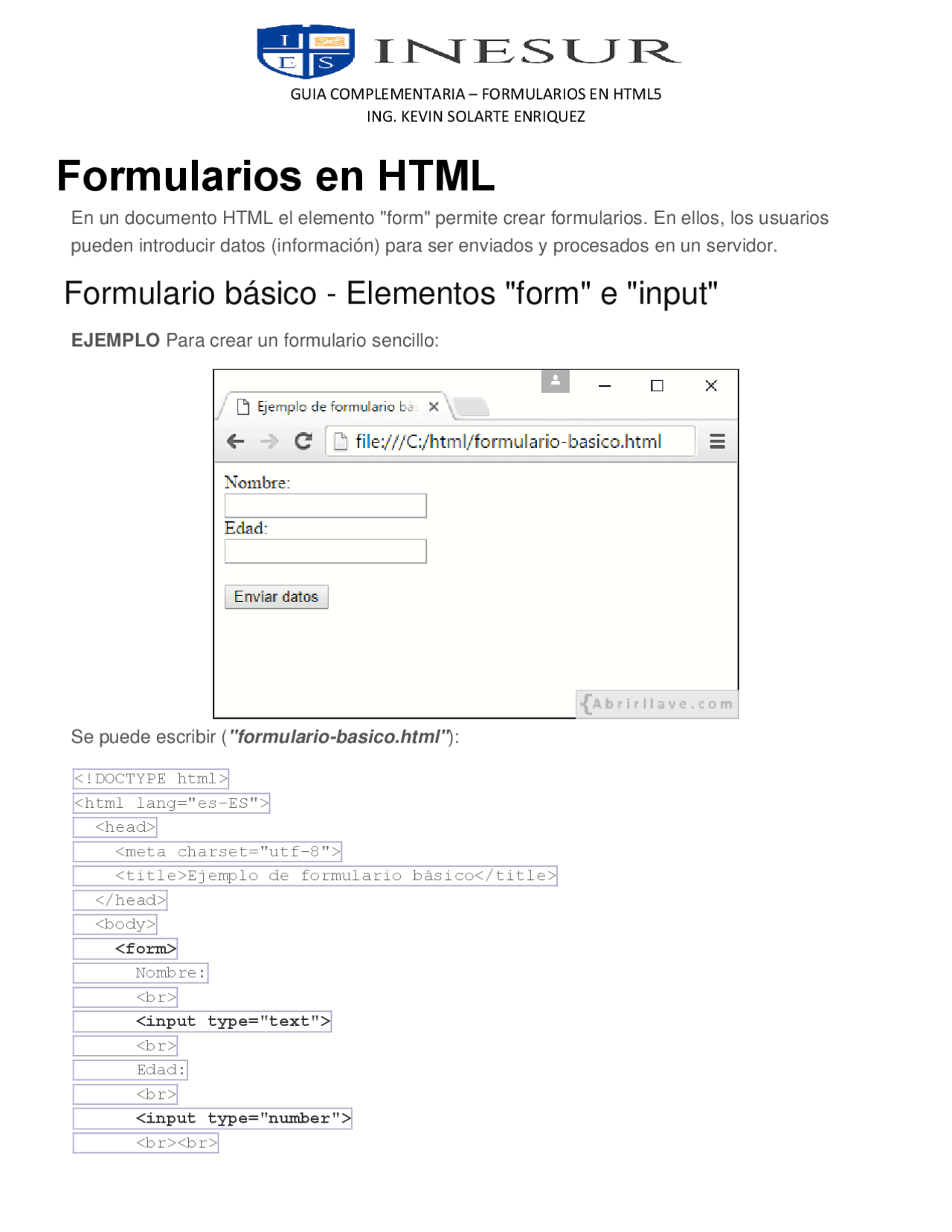 Formularios en html5 | Guías, Proyectos, Investigaciones de ...