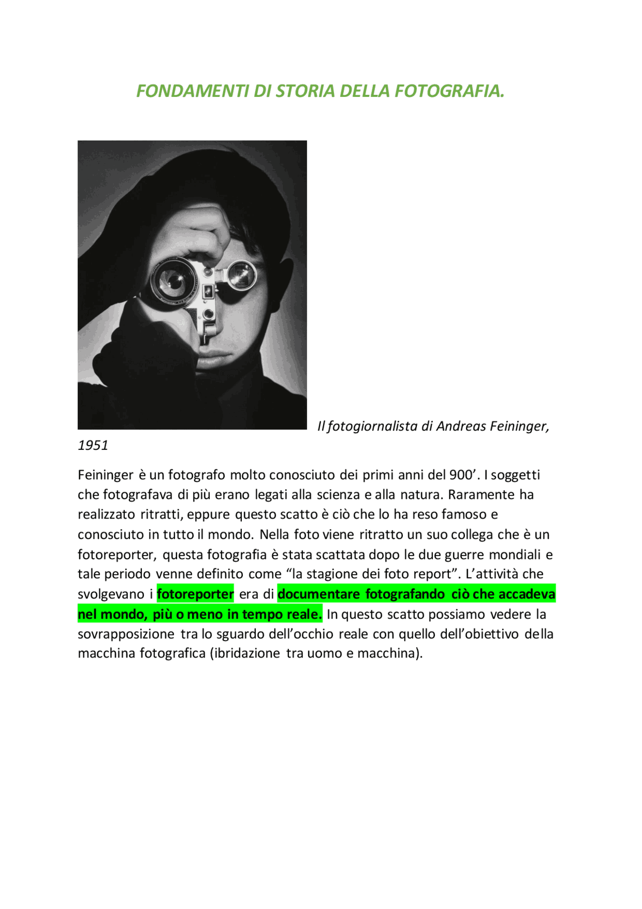 Descrizione immagini storia della fotografia | Dispense di fotografia | Docsity