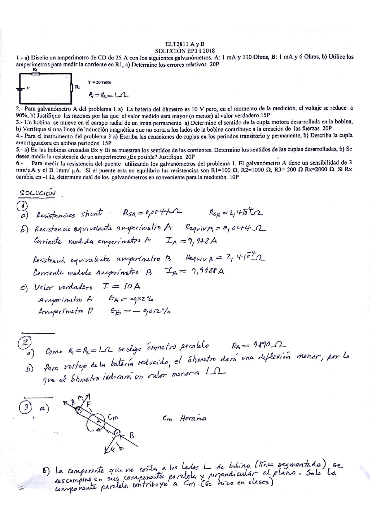 Primer examen resuelto de Mediciones electricas ELT2811 2018/1 | Exámenes de Ingeniería ...