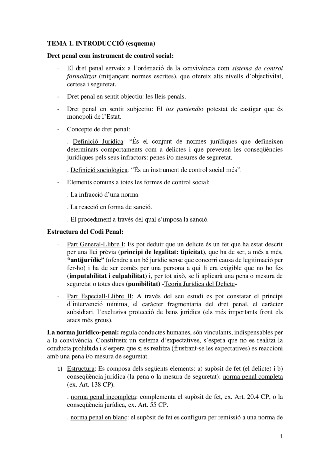 Esquema norma penal DERECHO PENAL | Esquemas y mapas conceptuales de Derecho Penal | Docsity