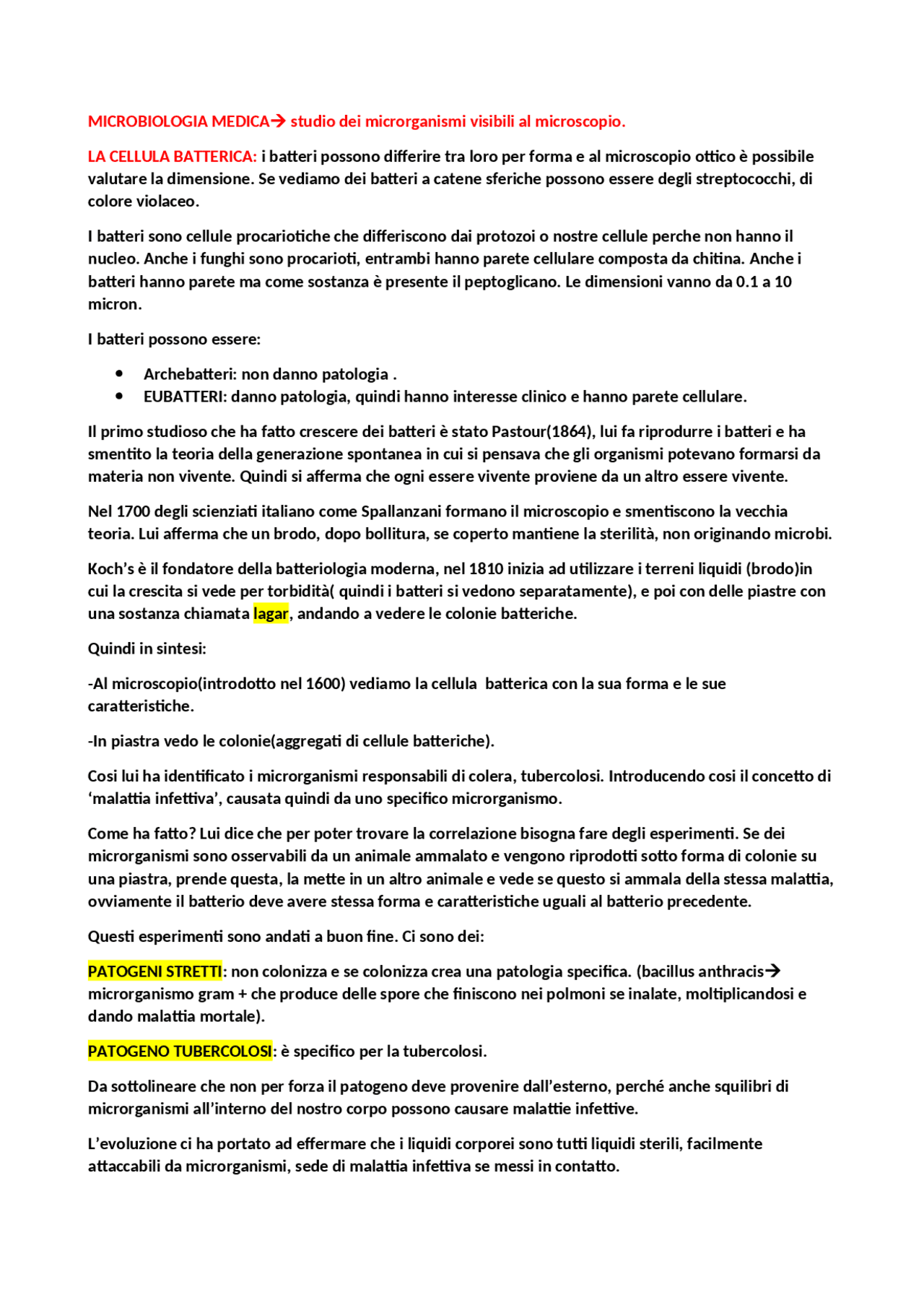Microbiologia secondo semestre | Appunti di Microbiologia | Docsity