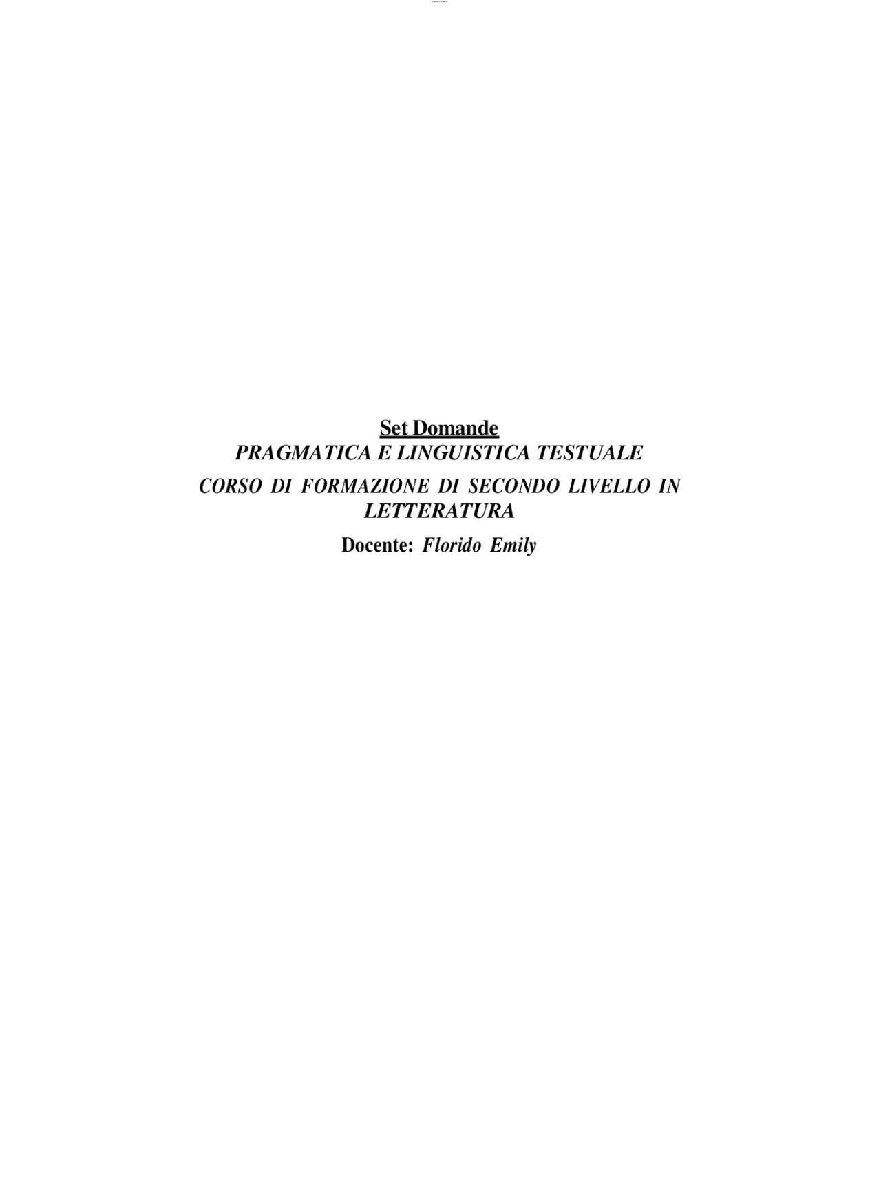 Paniere Chiuse Completo Pragmatica E Linguistica Testuale Prof