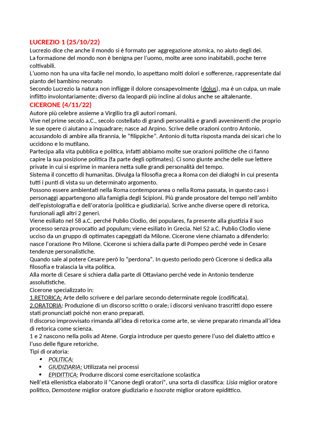 Appunti Su Cicerone Virgilio E Lucrezio Appunti Di Latino Docsity