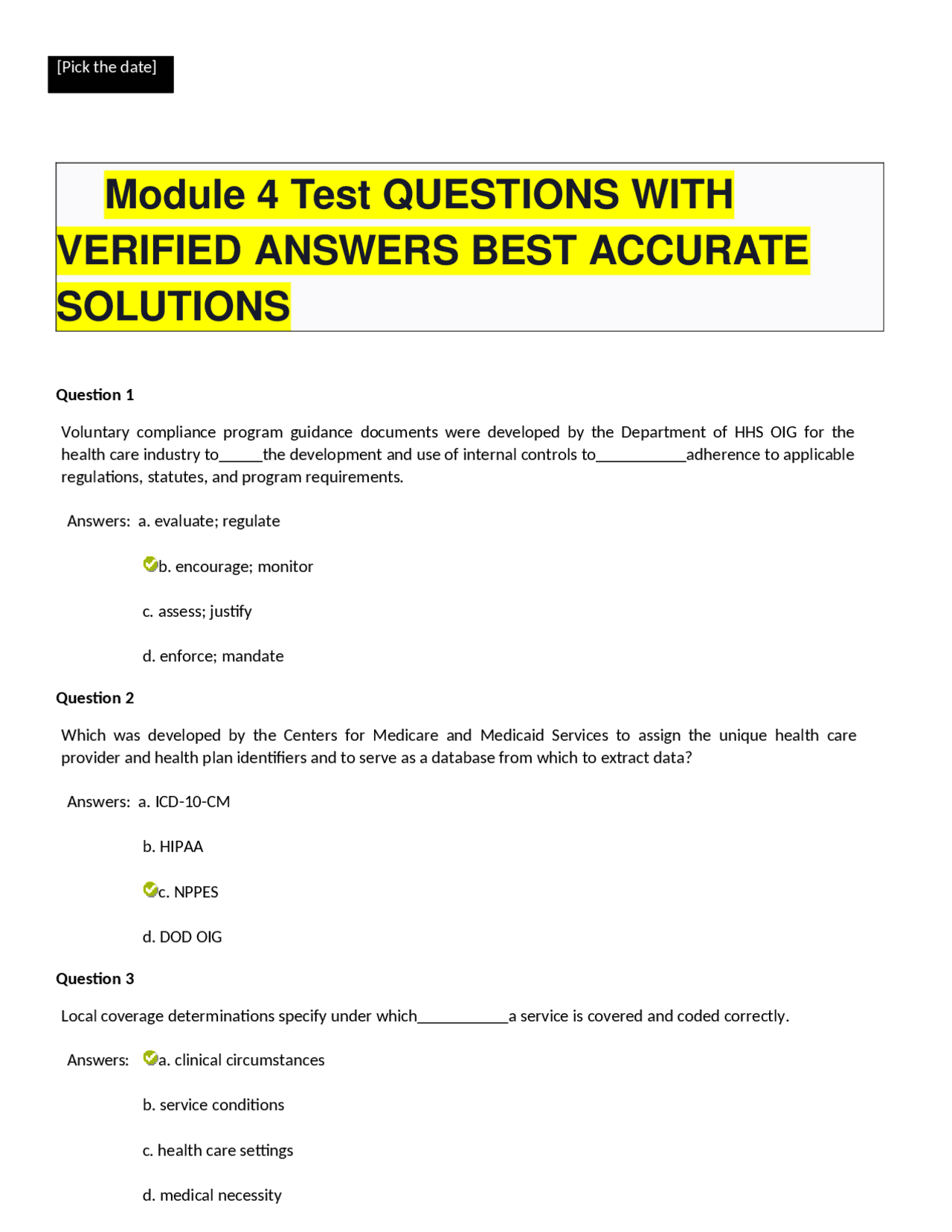 Module 4 Test Questions With Verified Answers Best Accurate Solutions
