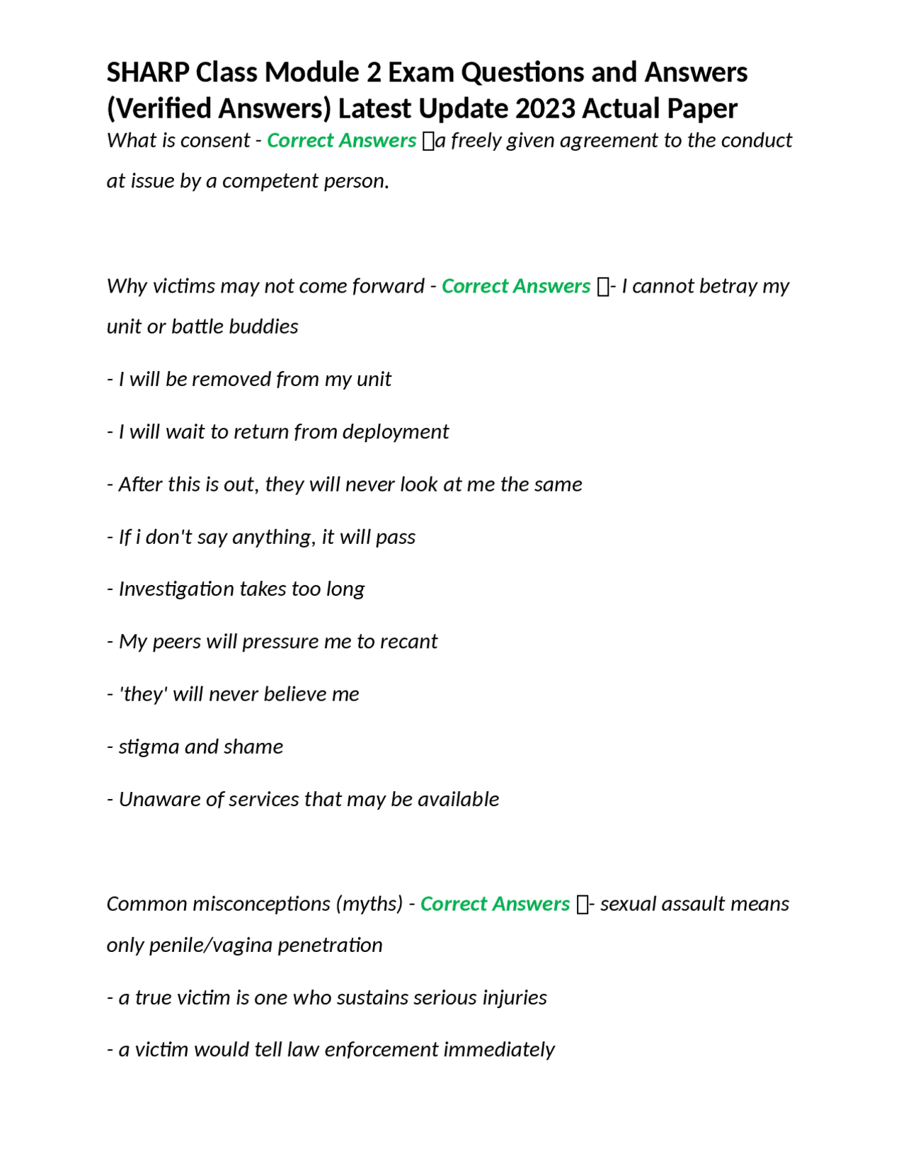 Sharp Class Module 2 Exam Questions And Answers Verified Answers