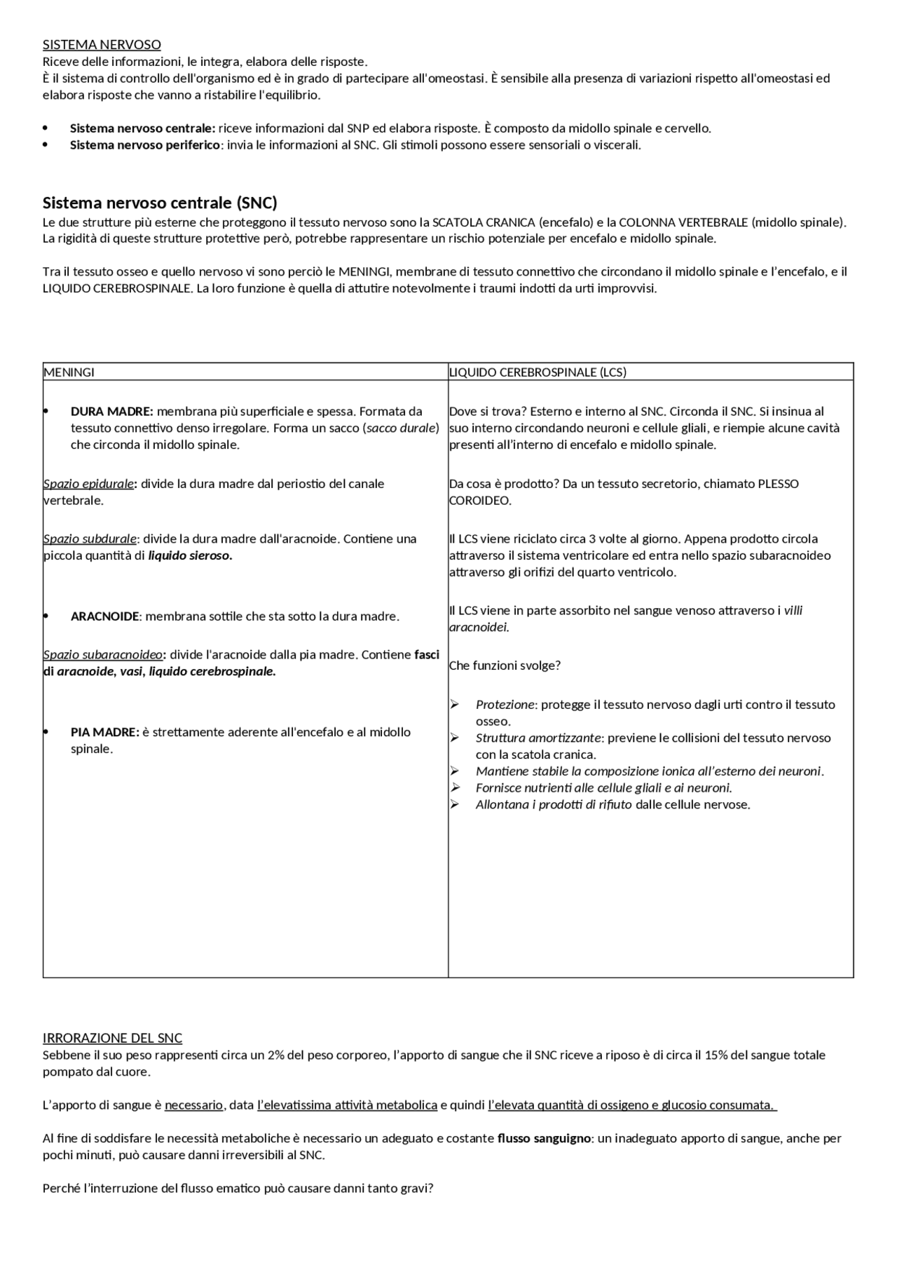 Sistema Nervoso Anatomia Sbobinature Di Anatomia Docsity