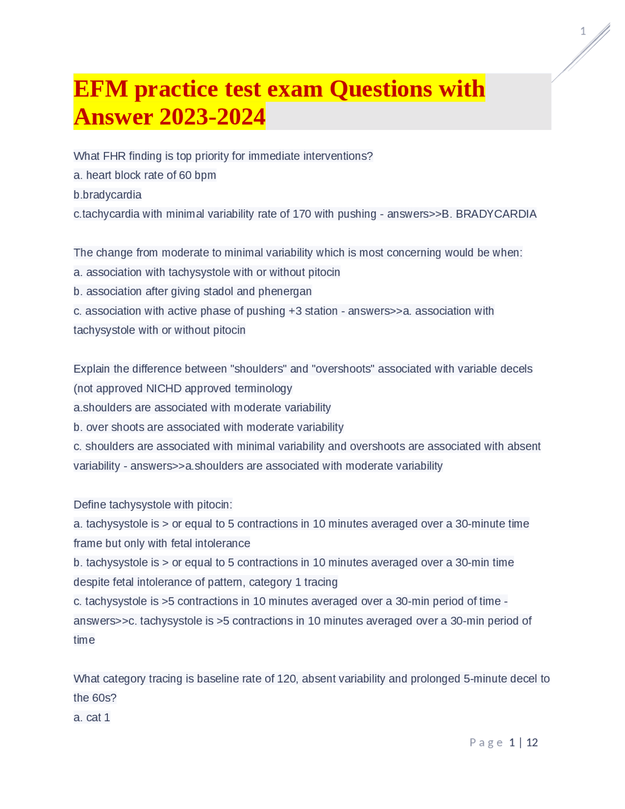 EFM practice test exam Questions with Answer 2023-2024 | Exams Company ...