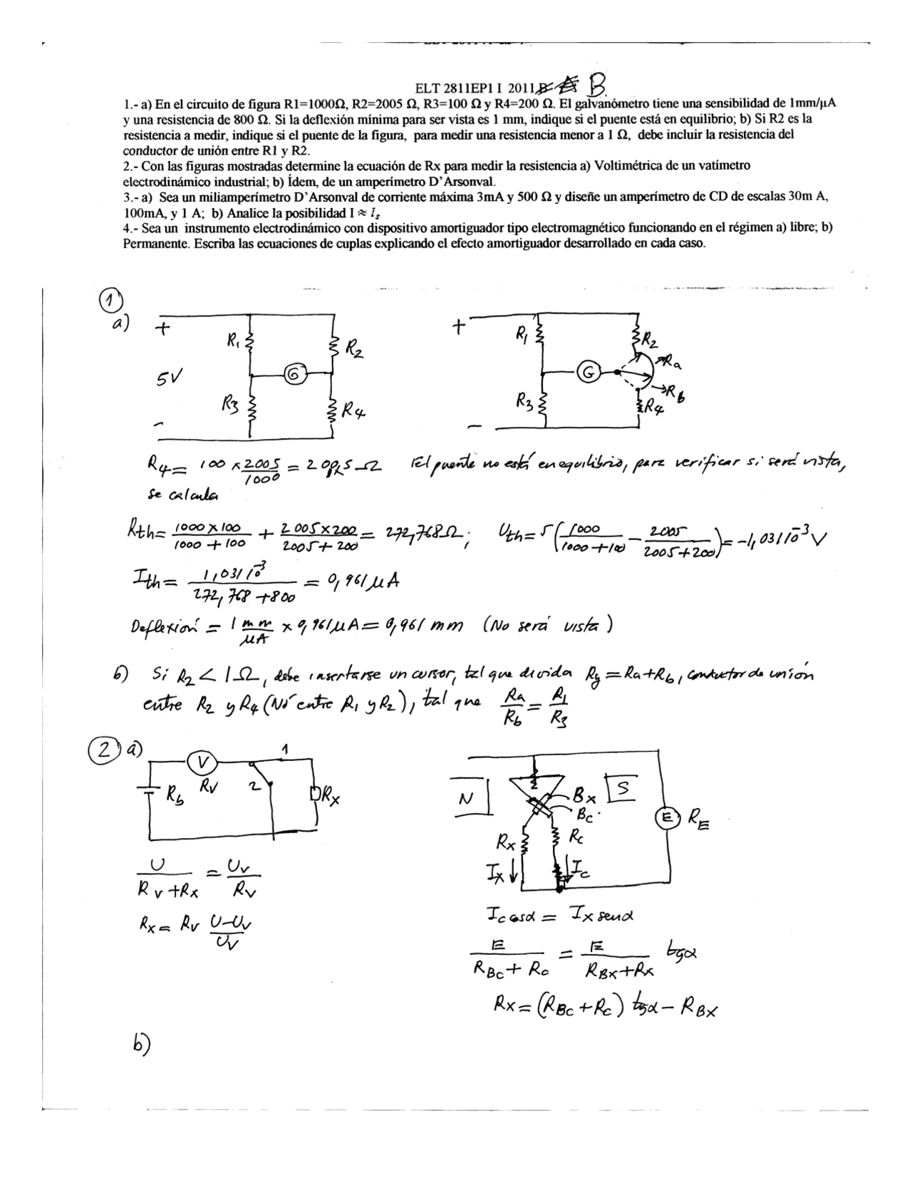 Primer examen parcial resuelto MEDICIONES ELECTRICAS ELT2811 2011/1 | Exámenes de Ingeniería ...