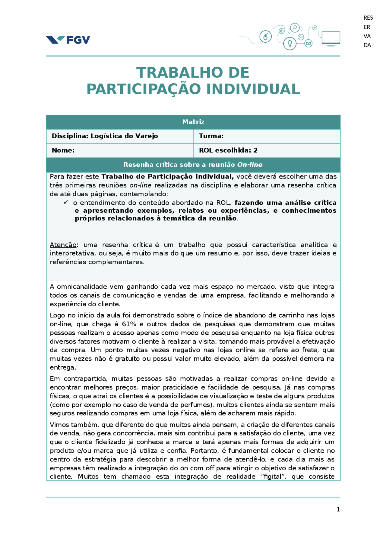 Rol 2 Logistica Do Varejo Exercícios Logística Docsity