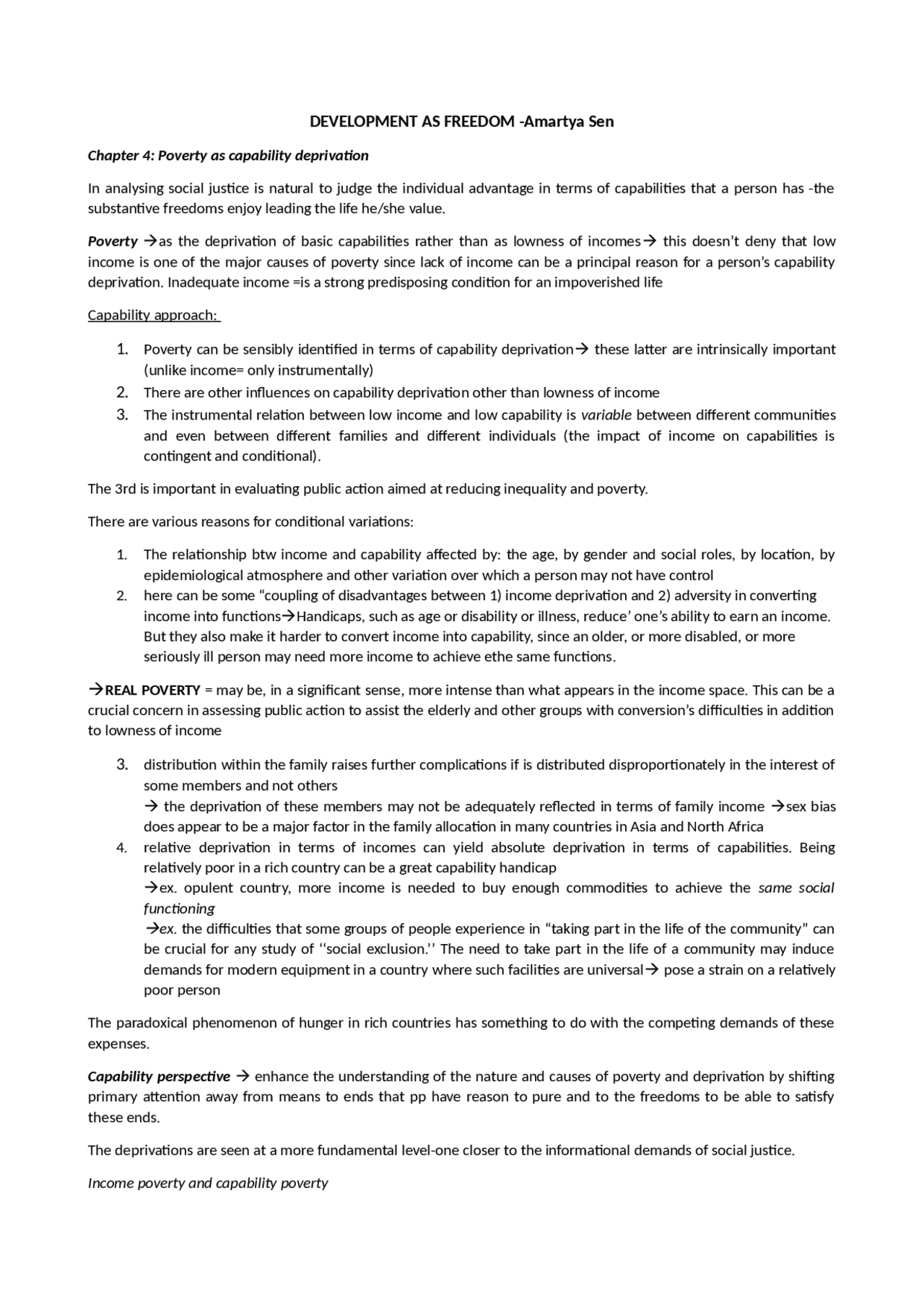 Development As Freedom By Amartya Sen Summary Schemi E Mappe