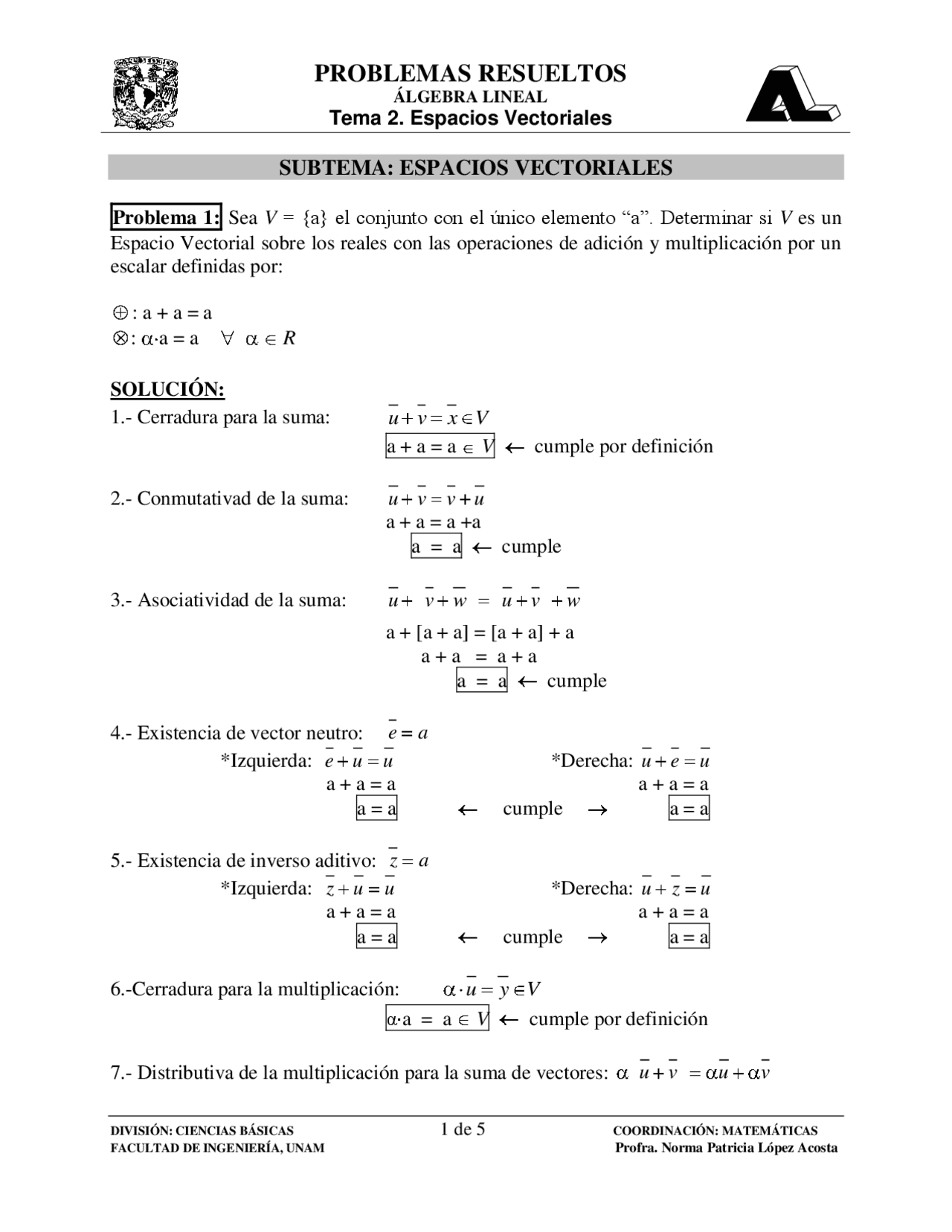 algebra lineal ejercicios resueltos | Ejercicios de Álgebra Lineal ...