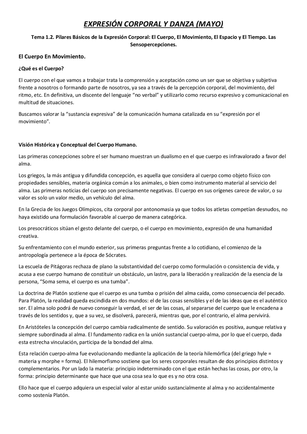 Apuntes Expresión Corporal Apuntes De Expresión Gráfica Docsity