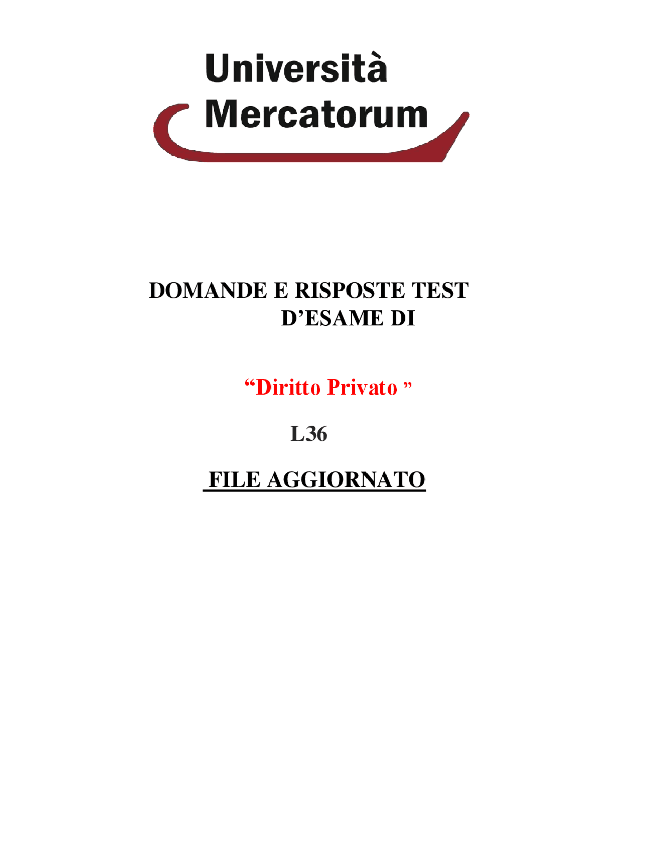 Diritto Privato Completo E Corretto L36 Unimercatorum Prove Desame