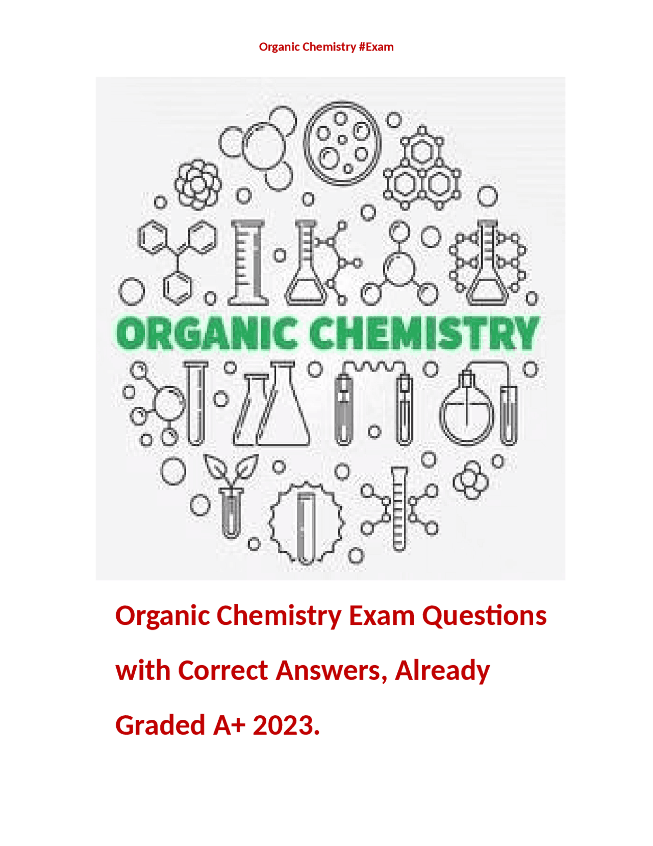 Organic Chemistry Exam Questions With Correct Answers Already Graded