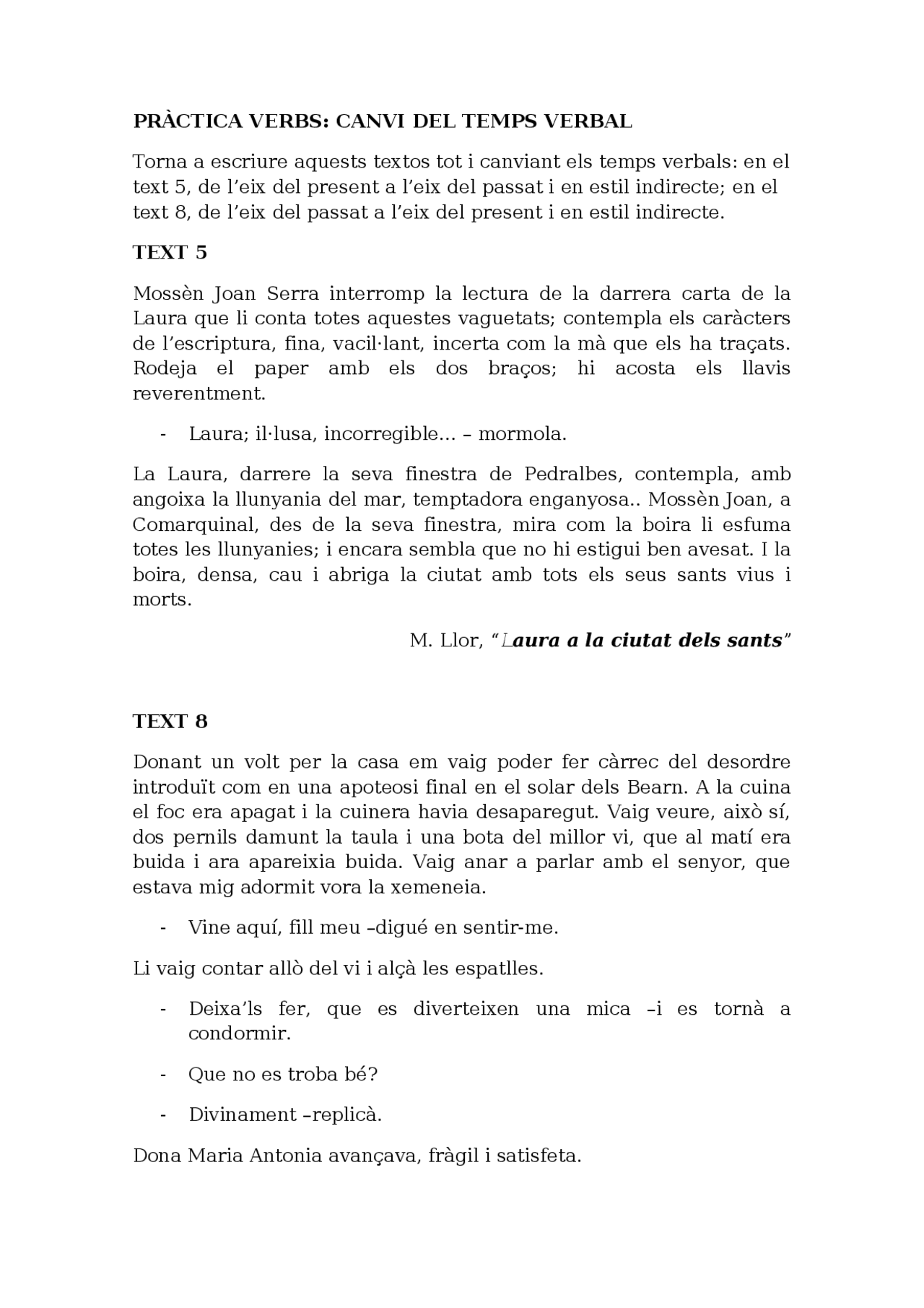 Ejercicio De Verbos Y Tiempos Verbales Ejercicios De Valenciano Docsity