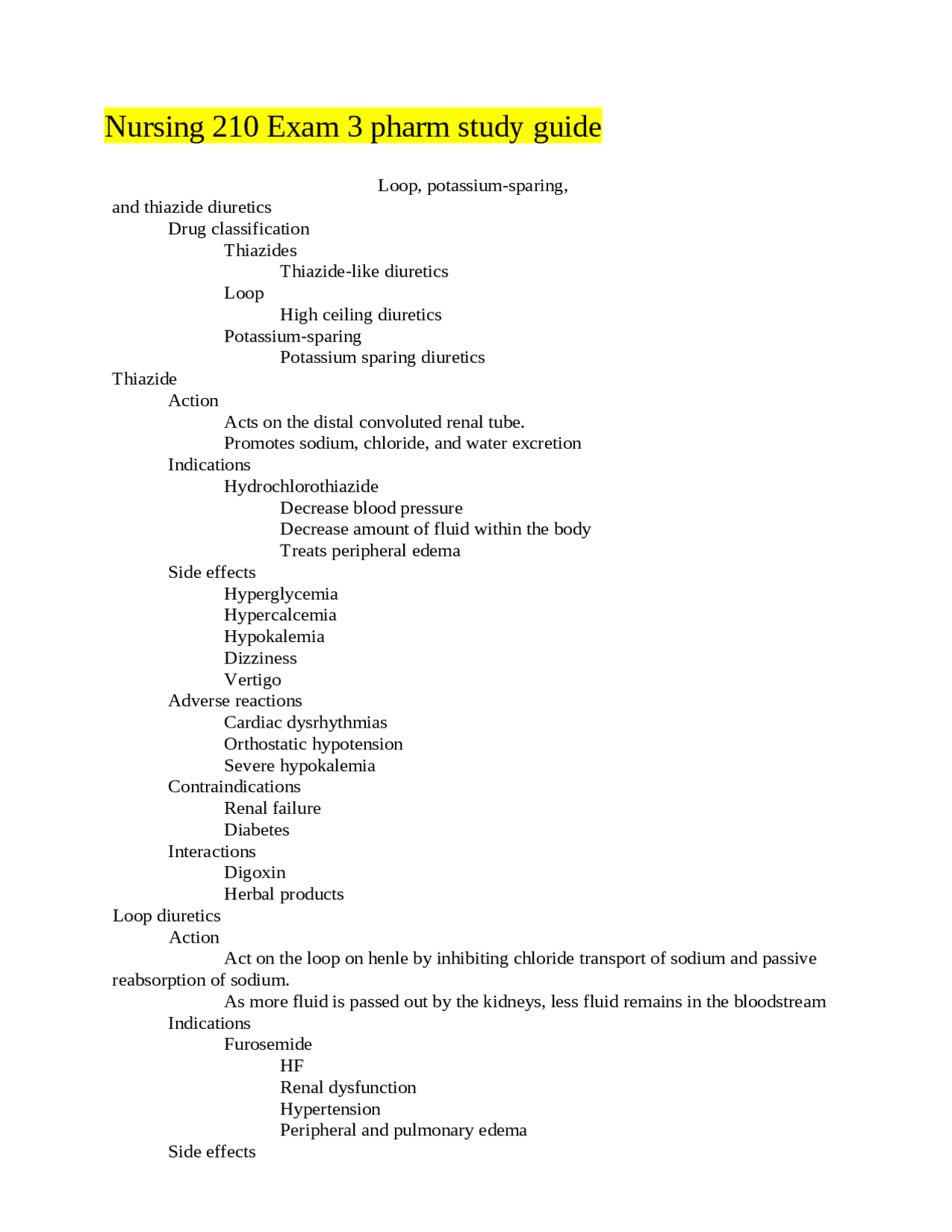 Nursing 210 Exam 3 pharm study guide | Study Guides, Projects, Research ...