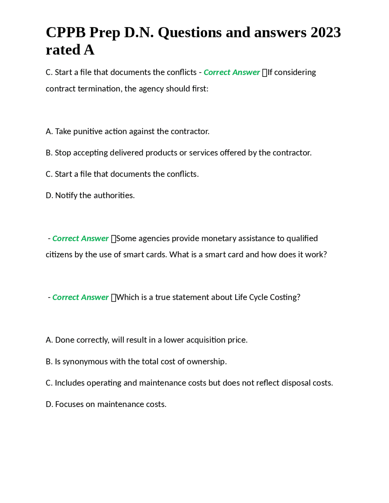 CPPB Prep D.N. Questions and answers 2023 rated A | Exams Nursing | Docsity