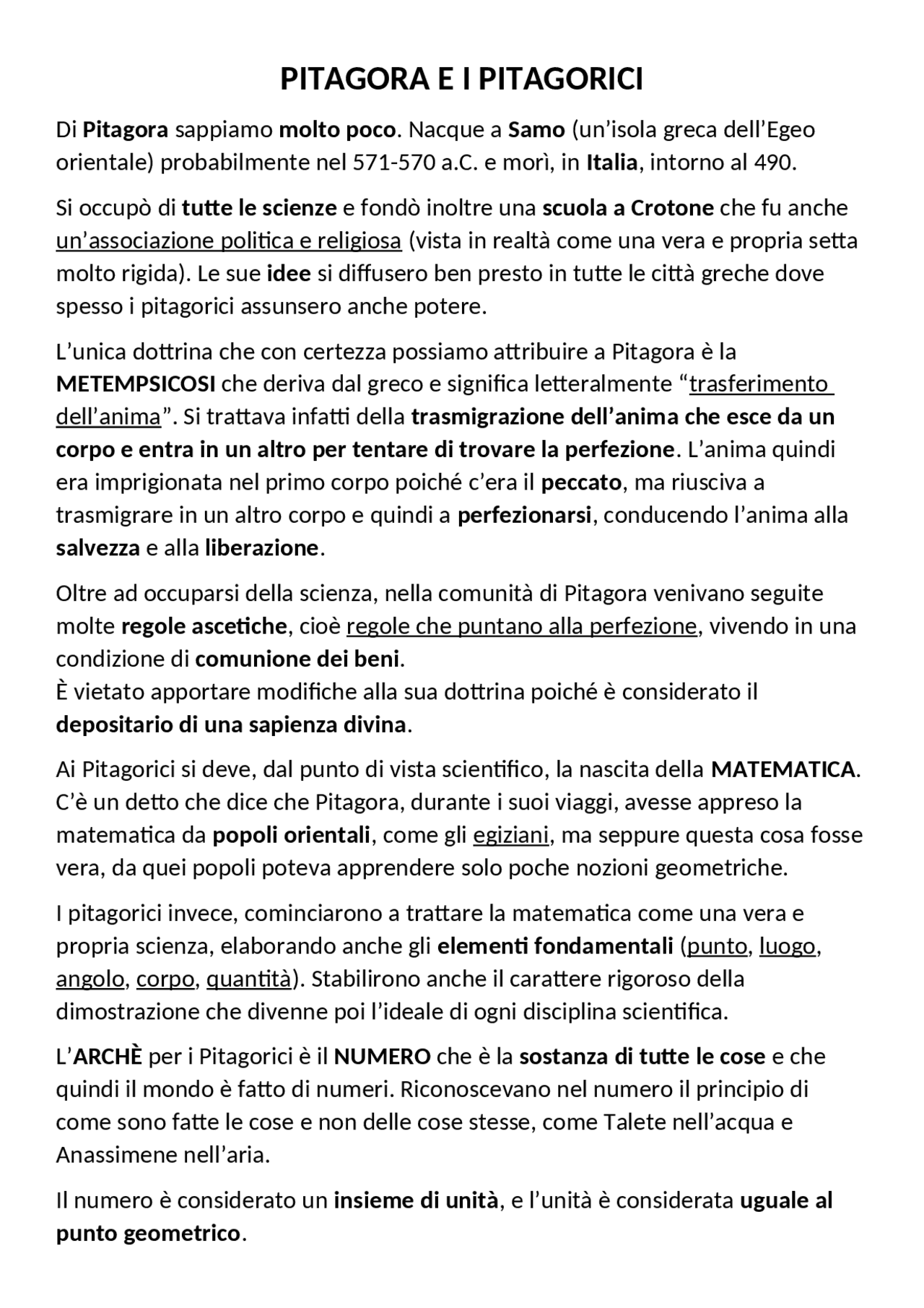 Pitagora e i pitagorici. Filolao | Appunti di Filosofia | Docsity