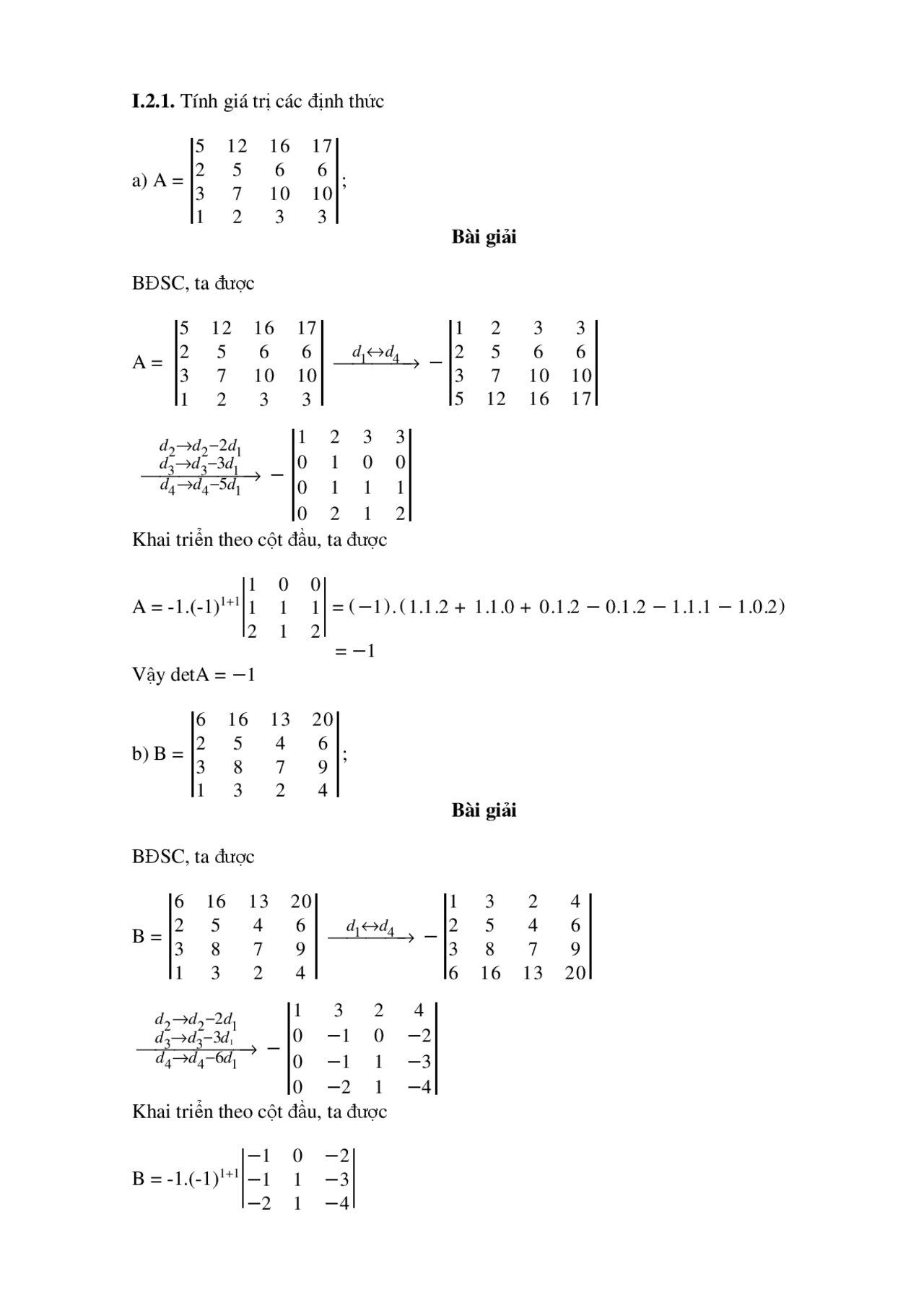Determinant Calculation And Matrix Invertibility Assignments Mathematics Docsity