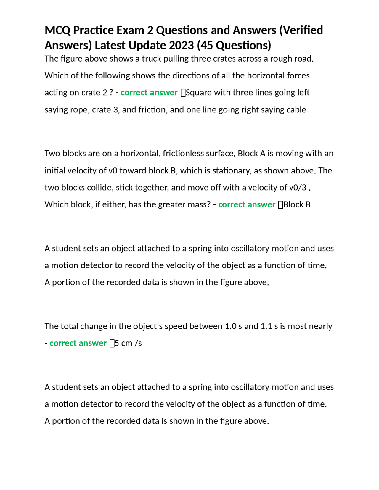 MCQ Practice Exam 2 Questions and Answers (Verified Answers) Latest ...