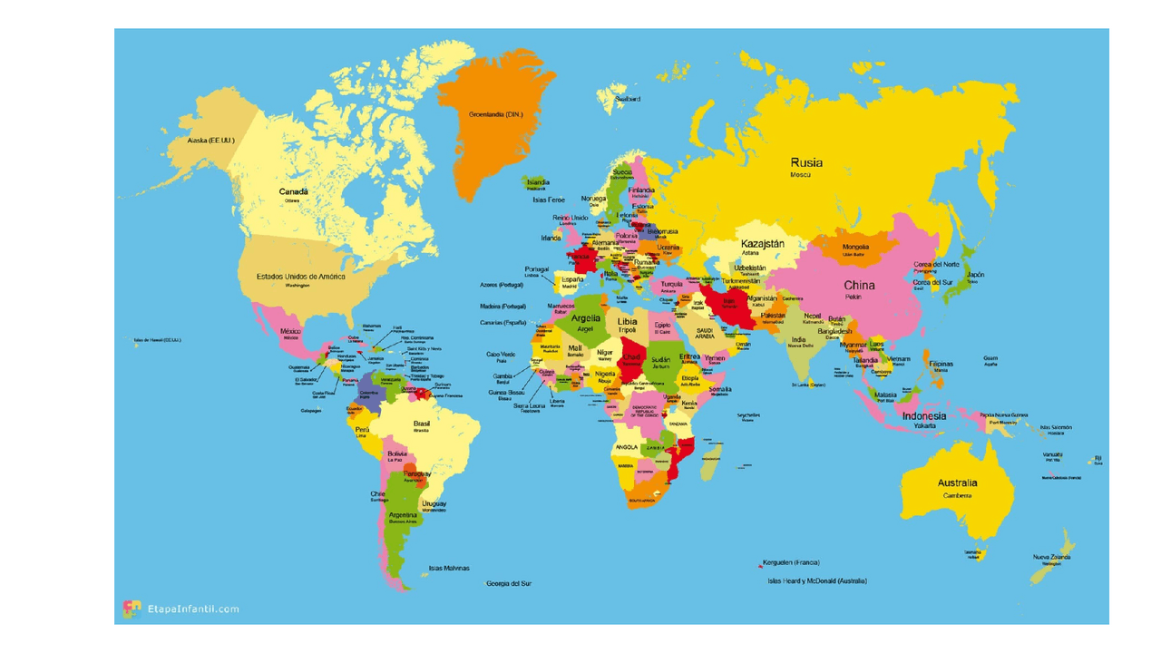 Mapa del mundo con detalle de continentes y paises que sirva de ...