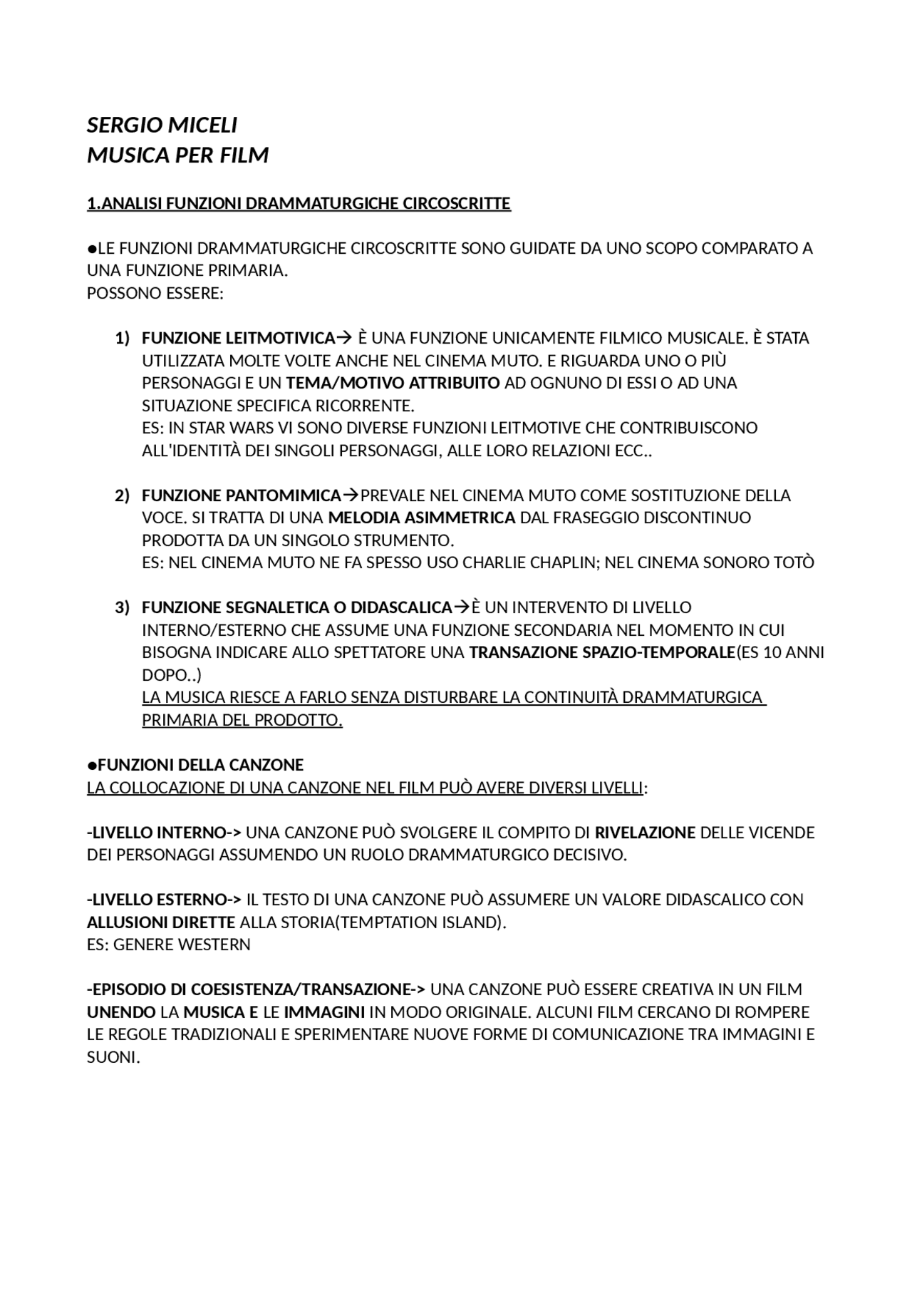 Riassunto Sergio Miceli Schemi E Mappe Concettuali Di Musica Docsity