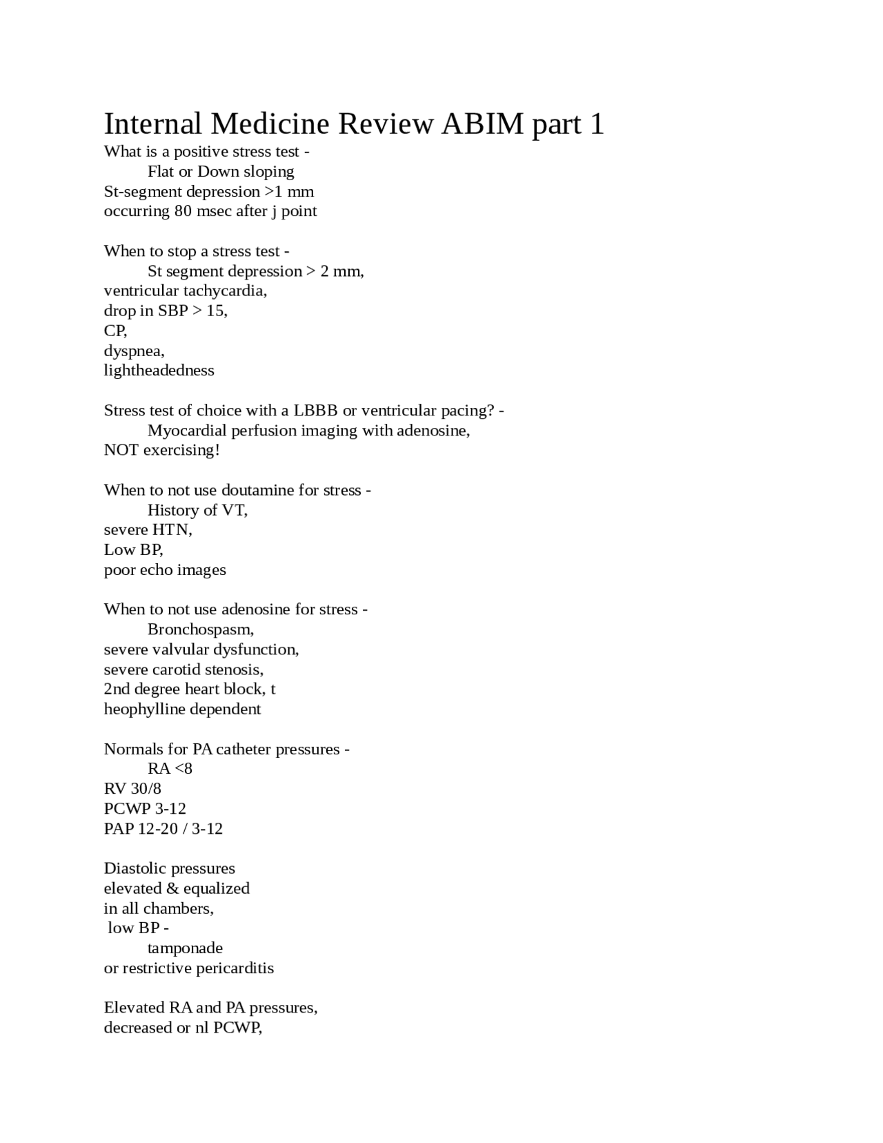 Internal Medicine Review ABIM part 1 | Exams Medicine | Docsity