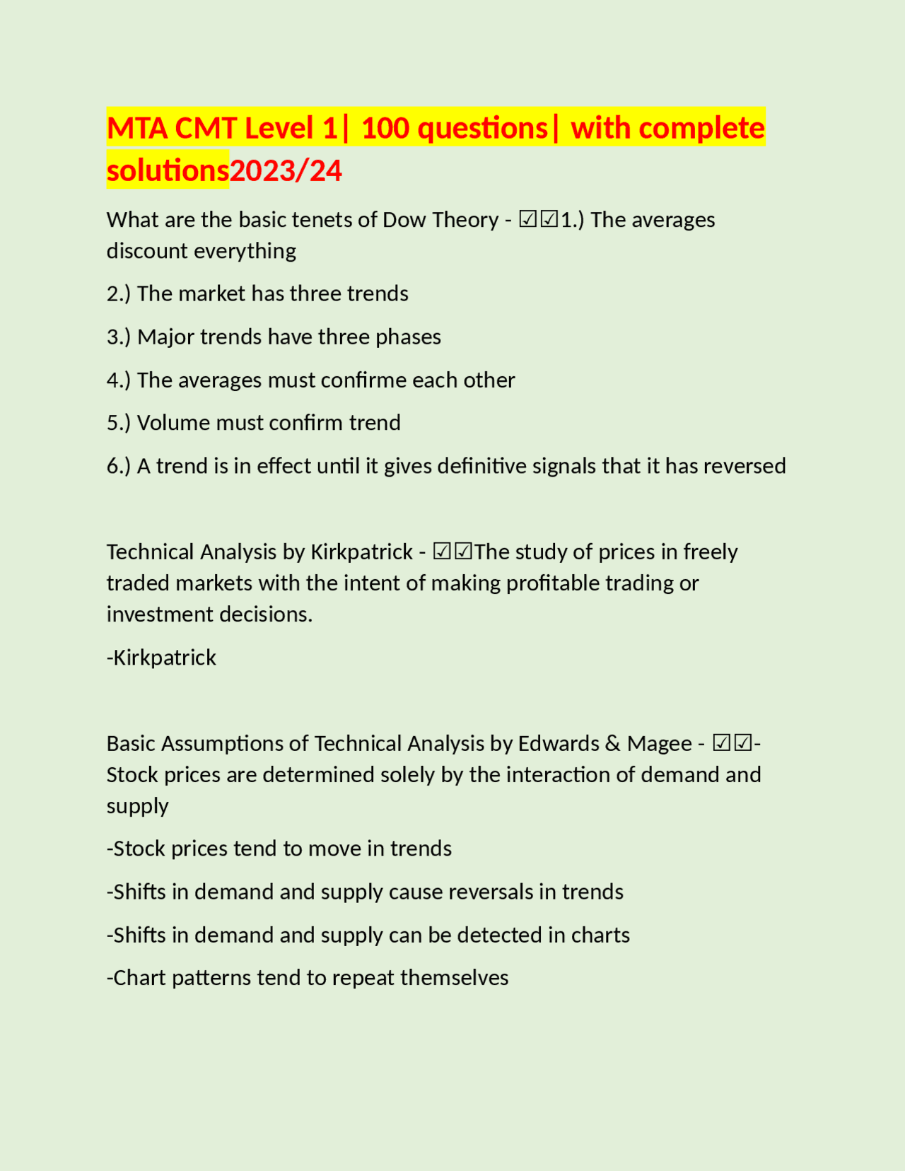 MTA CMT Level 1| 100 questions| with complete solutions2023/24 | Exams ...