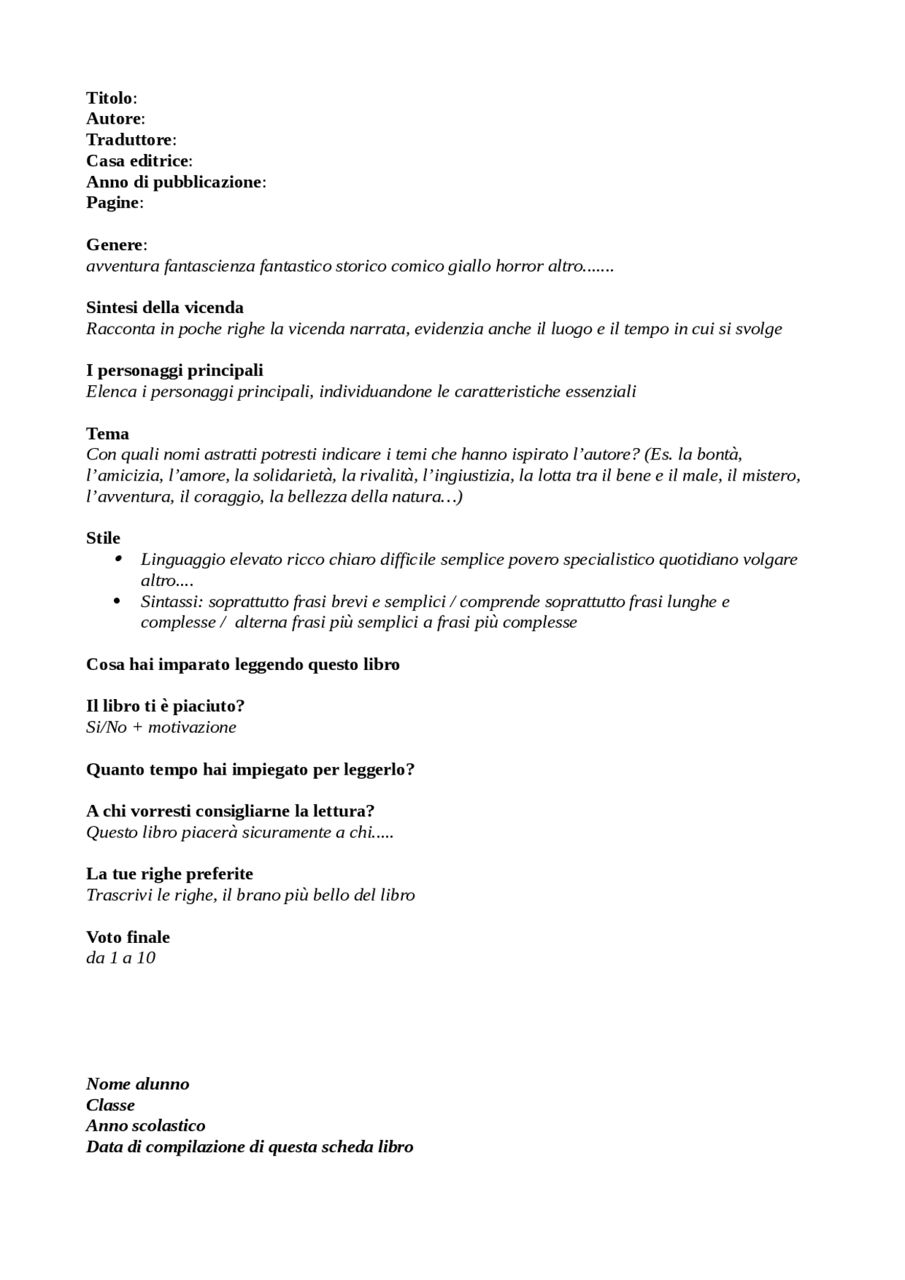 Scheda Libro Formulari Di Italiano Docsity