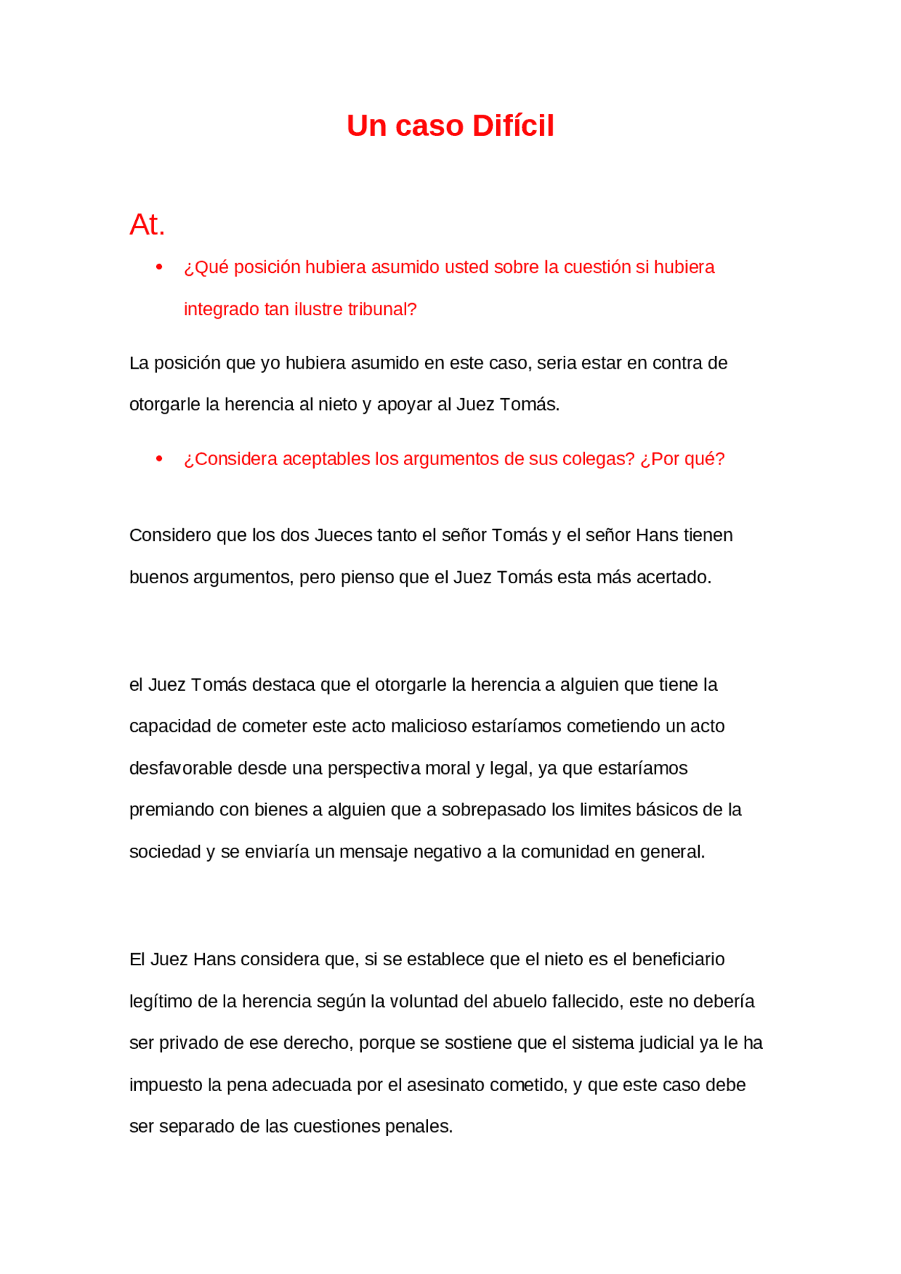 Ejercicios De Un Caso Ejercicios De Derecho Docsity