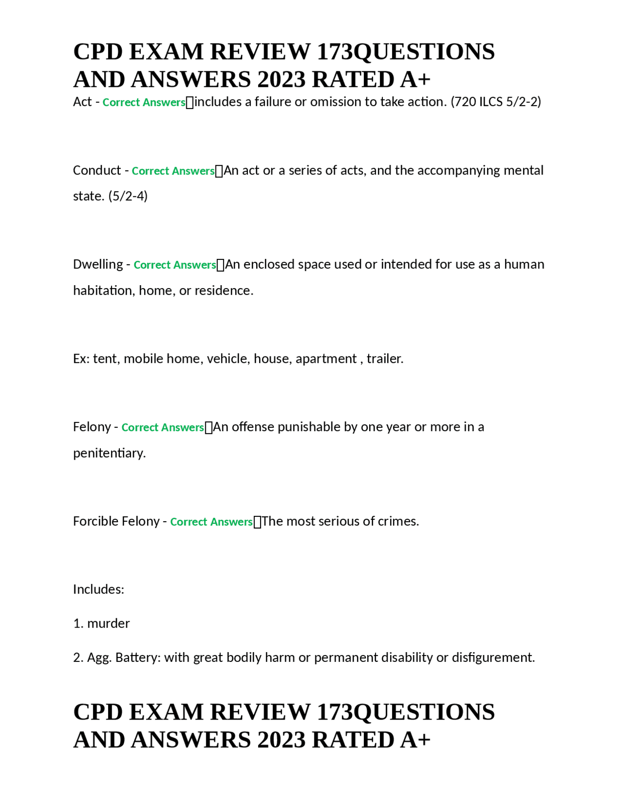 CPD EXAM REVIEW 173QUESTIONS AND ANSWERS 2023 RATED A+ | Exams Nursing ...