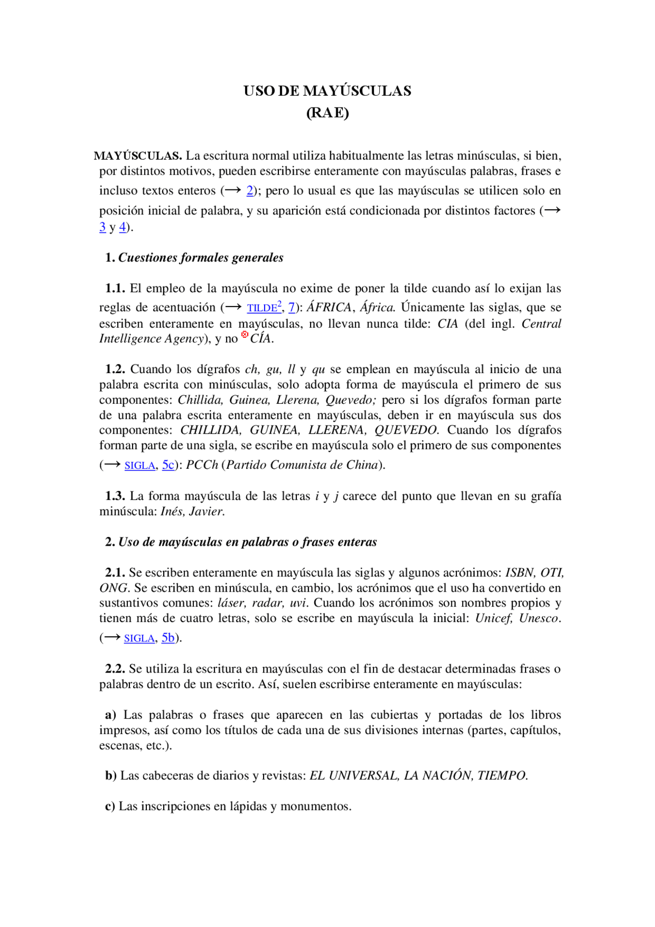 REGLAS DE MAYÚSCULAS. | Guías, Proyectos, Investigaciones de Lengua y ...