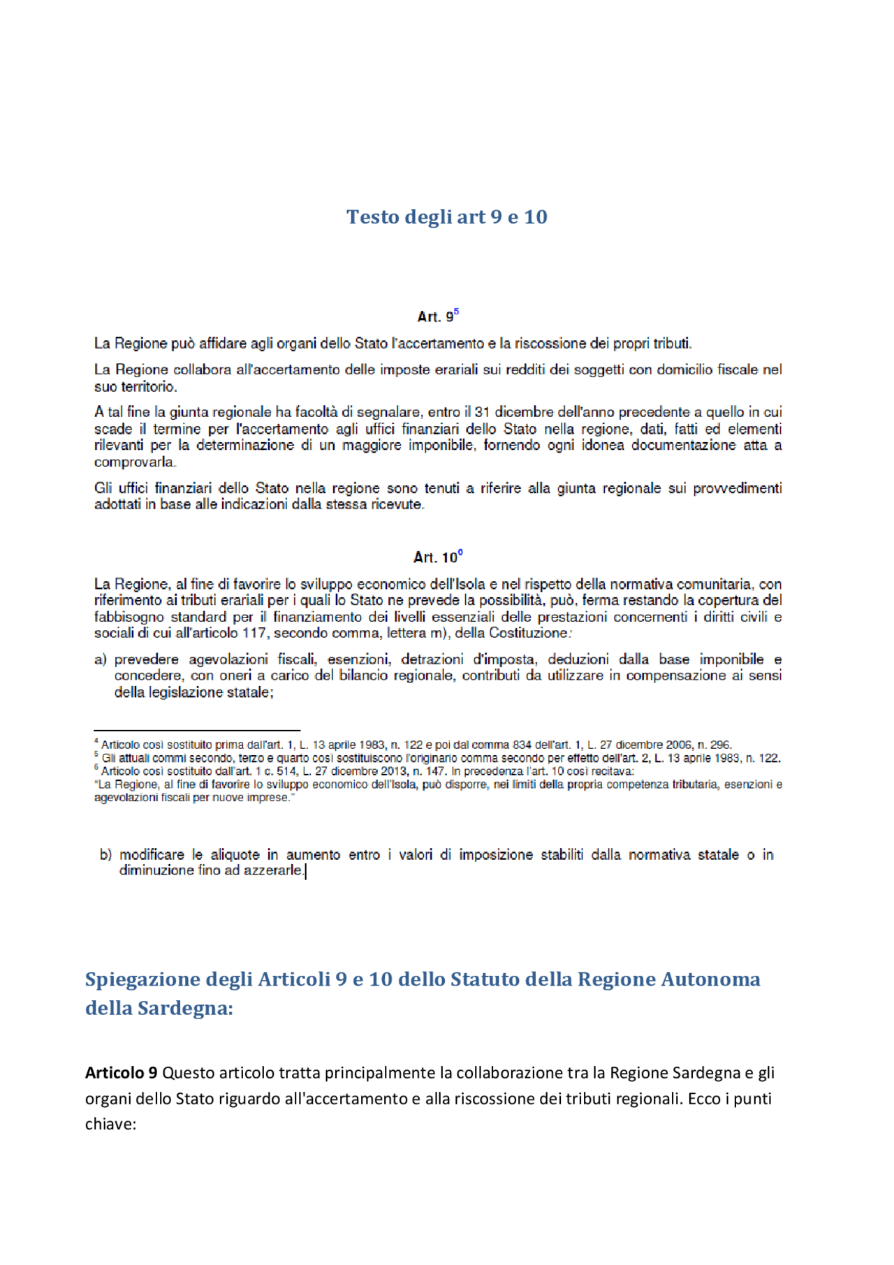 Statuto regione Sardegna: Spiegazione con esempi concreti degli art 9 e ...