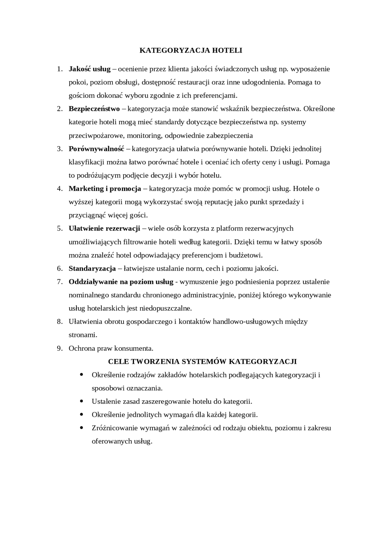 Podstawy hotelarstwa - notatki | Notatki Hotelarstwo i turystyka | Docsity