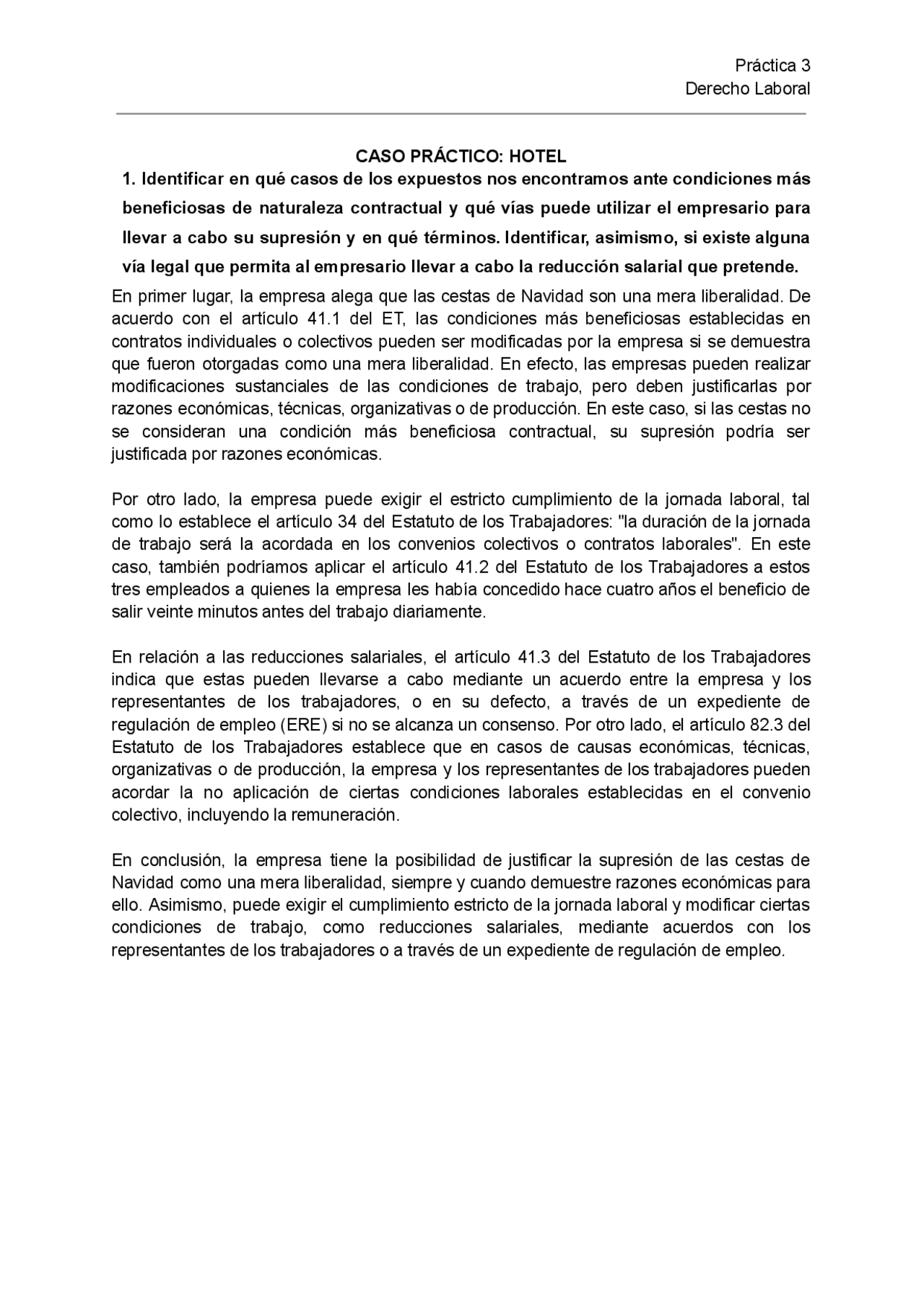 Practica Derecho Laboral Ejercicios De Derecho Laboral Docsity