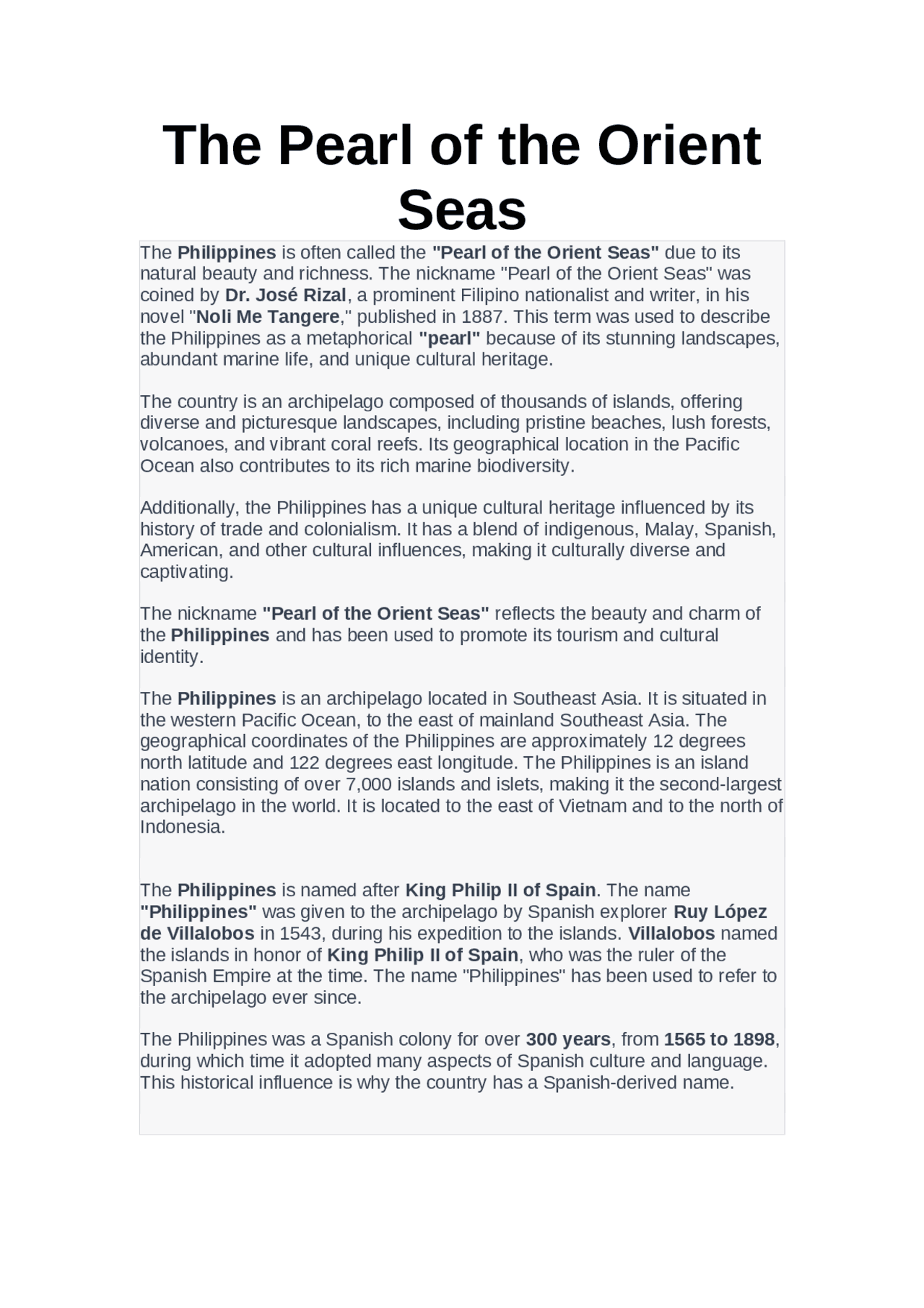 Pearl Of The Orient Seas Summaries Geography Docsity