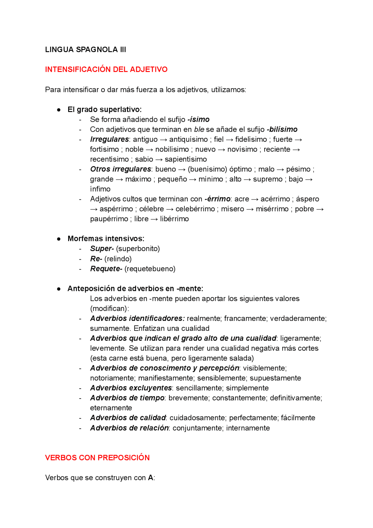 Lingua Spagnola Iii Grammatica Appunti Di Lingua Spagnola Docsity