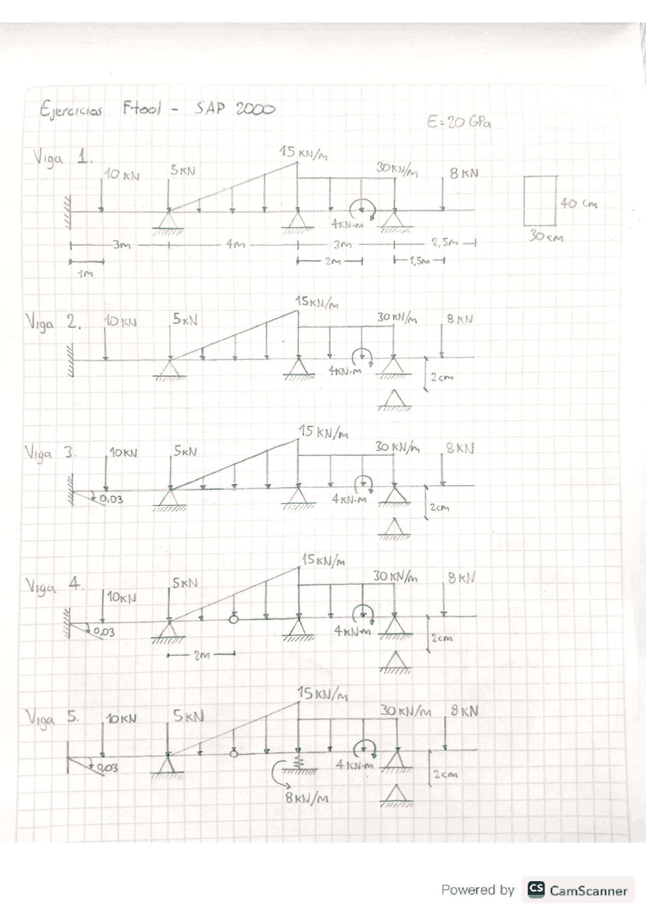 EJERCICIOS FTOOL-SAP PORTICOS | Ejercicios de Elasticidad y Resistencia de materiales | Docsity