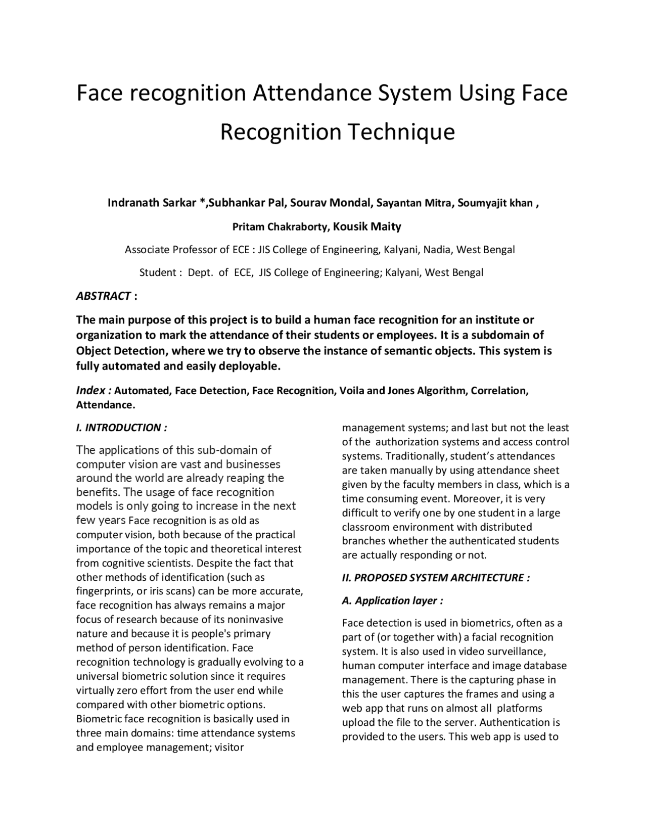 Face recognition attendance system | Thesis Machine Learning | Docsity