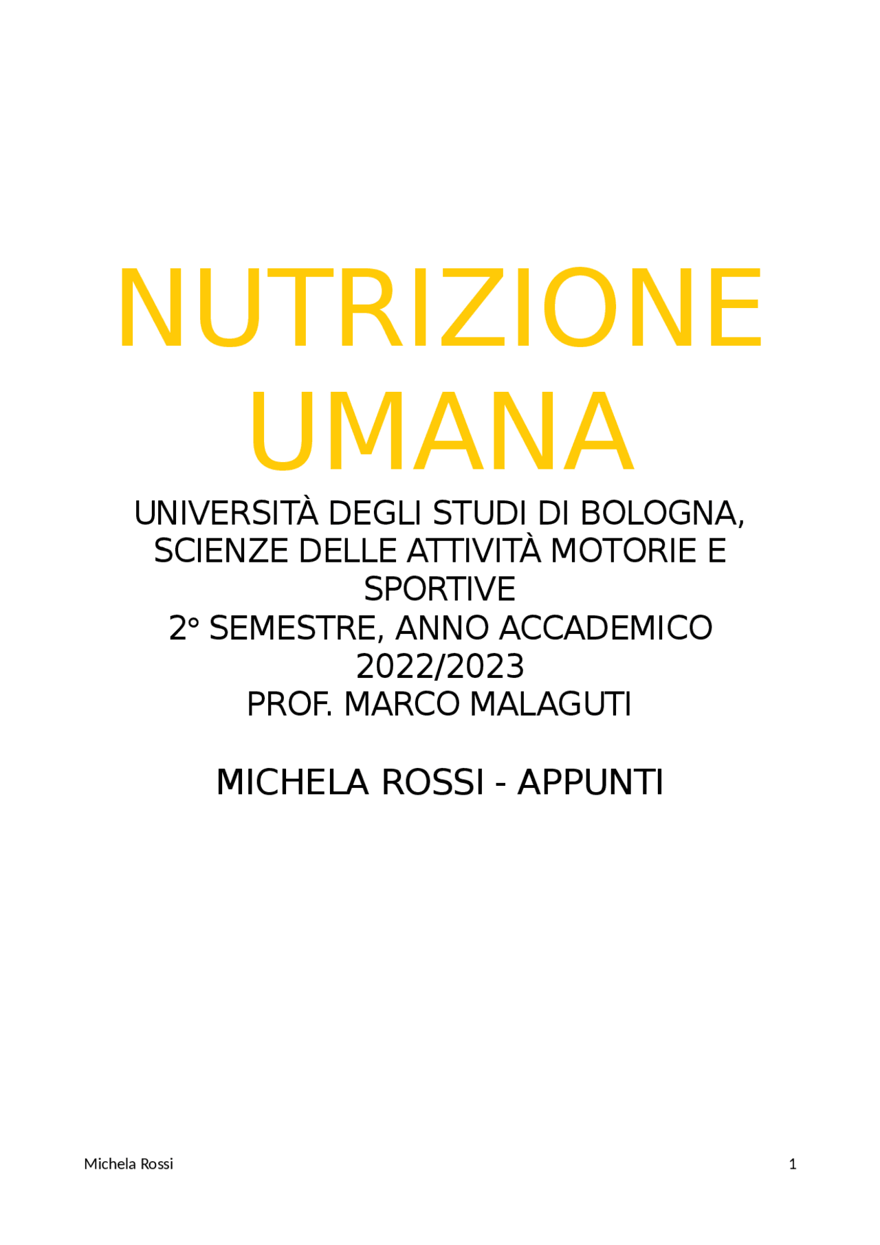 Appunti Di Nutrizione Umana Anno Accademico 20222023 Prof Marco