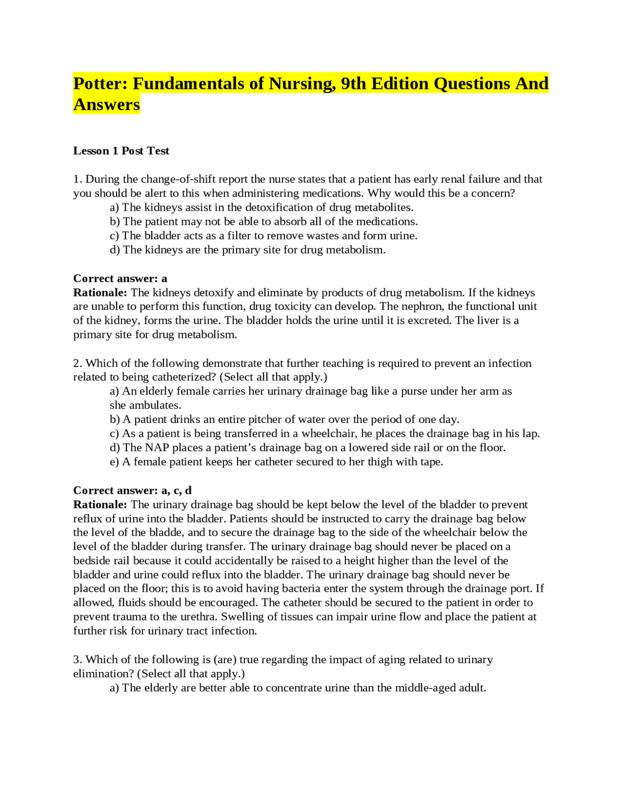 Nur406> Assessment Quiz Nursing Care of Children Questions With Answers ...