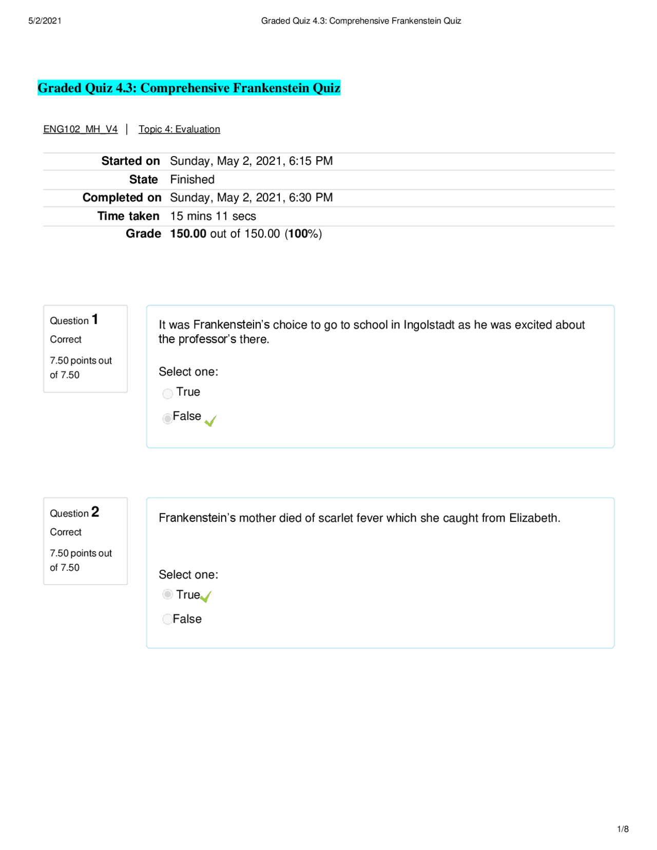 graded quiz 43 comprehensive frankenstein quiz.pdf STEP 1 | Exercises ...