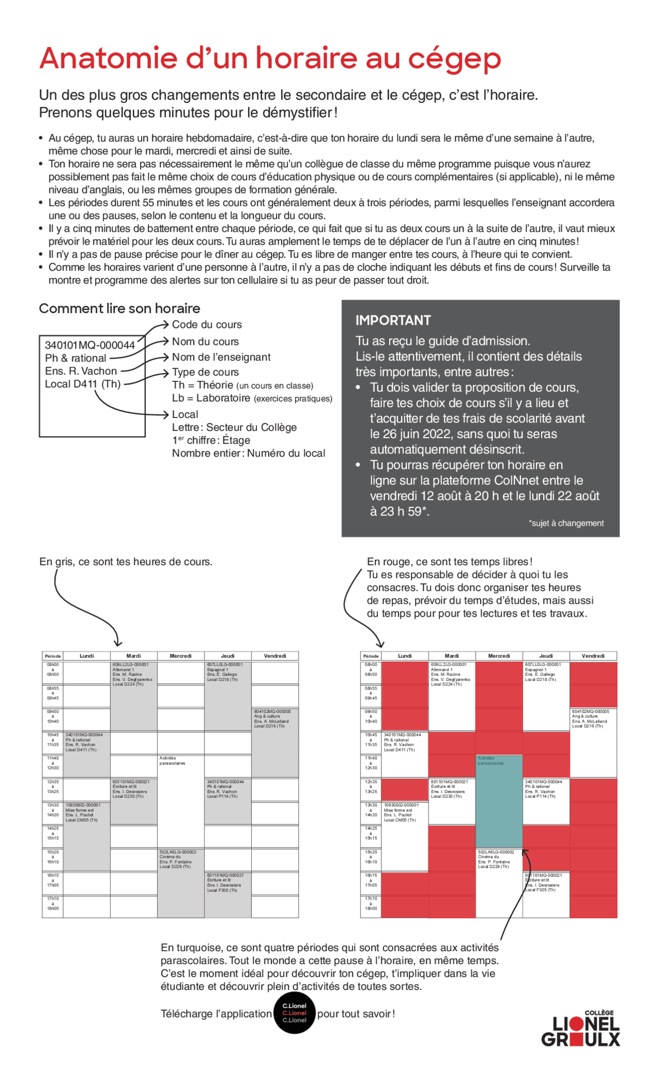 It’s about schedule in cegeps | Summaries History | Docsity