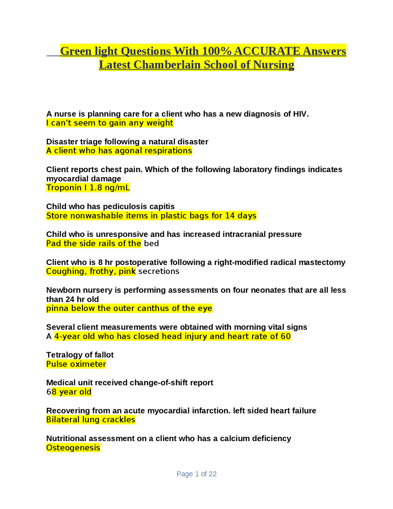 Green light Questions With 100% ACCURATE Answers Latest Chamberlain ...