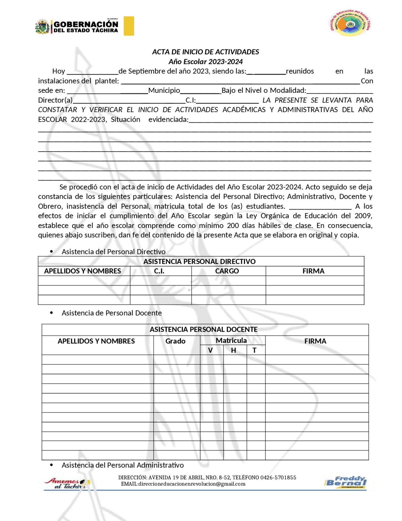 Acta De Inicio De Clases