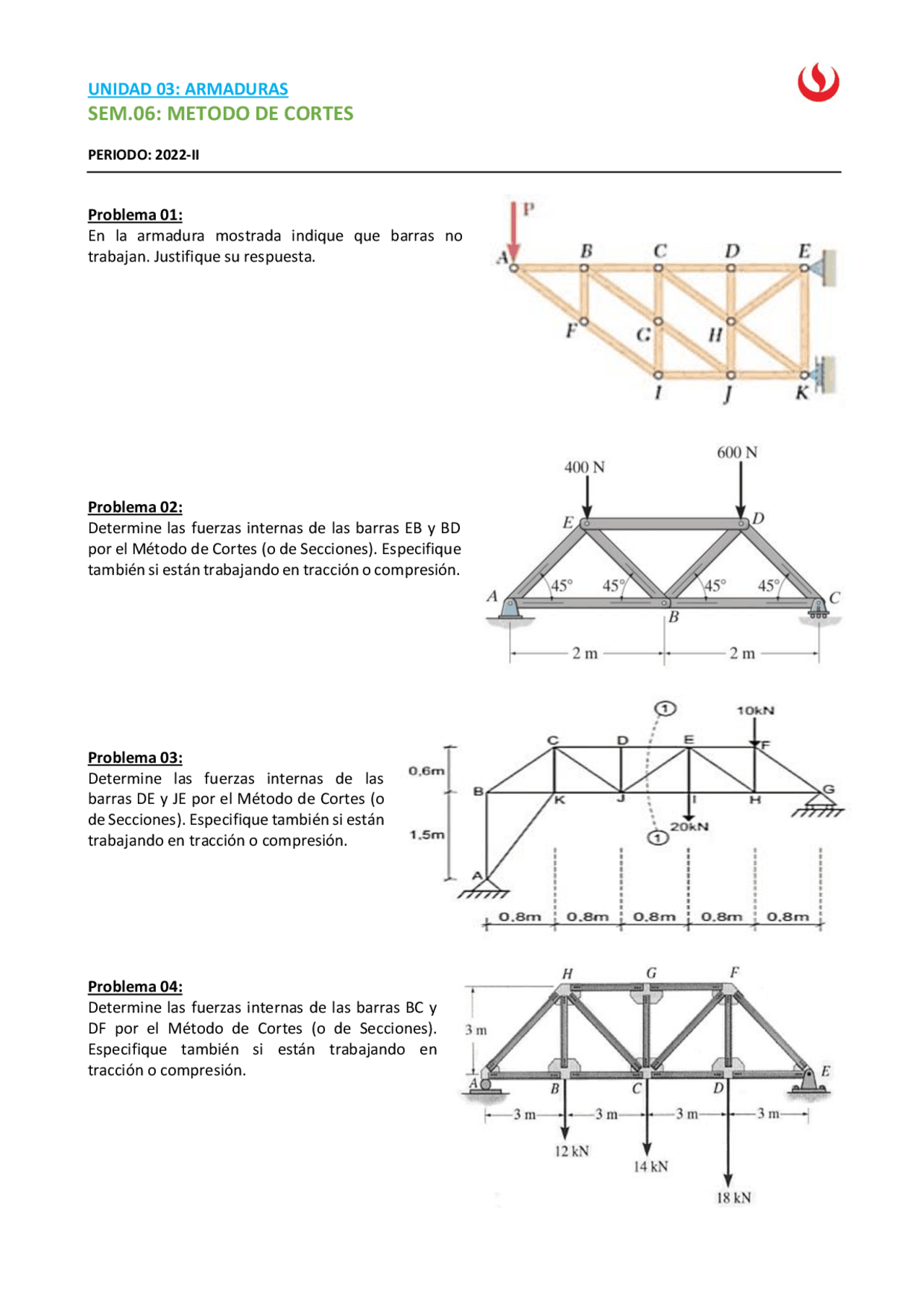 Ejercicios Para La Pc2 Profesor Luis Castillo Ejercicios De Estática